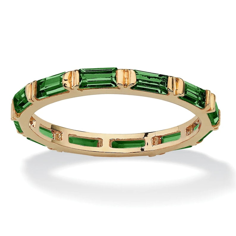 Green Emerald Full Eternity Wedding Band 14k Yellow Gold Plated ...