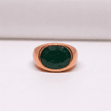 Green Emerald Oval Signet Ring - Solid Pure Copper Jewelry, Handcrafted ...