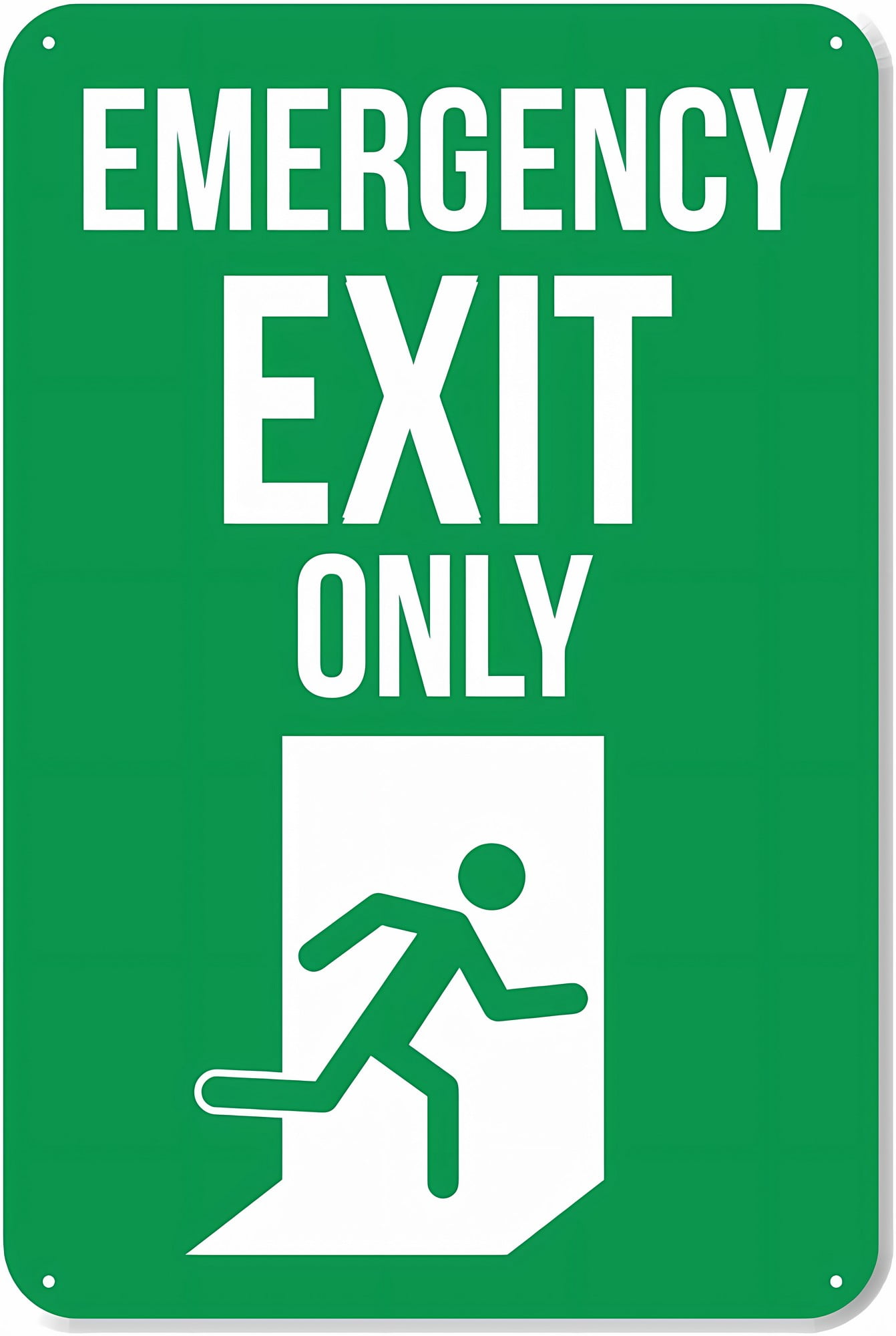Green Emergency Exit Only Sign - 8"x12" Premium PVC Safety Sign, OSHA ...