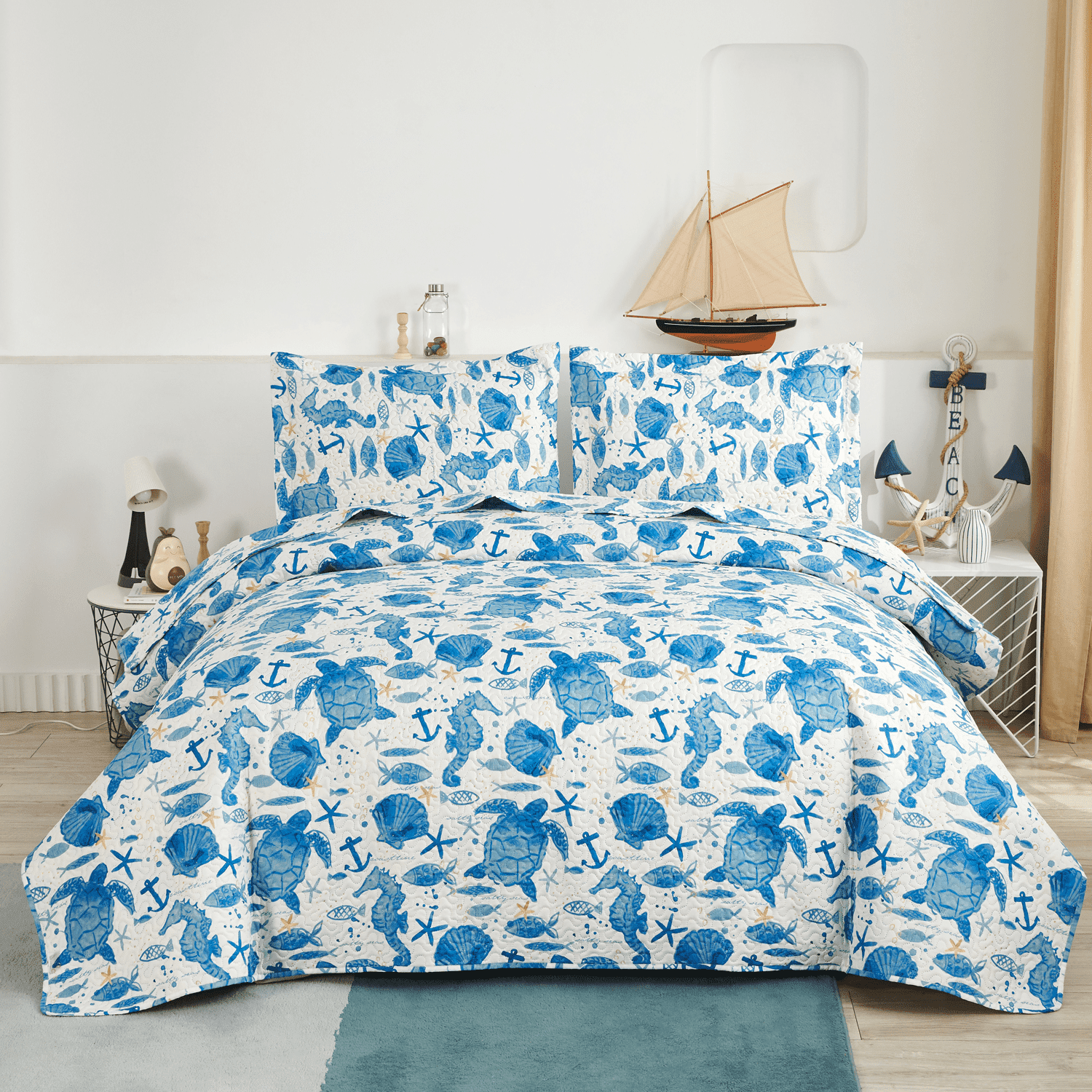 Green Essen 3 Pieces Solid Color Quilt Set Twin Size,Soft Microfiber ...