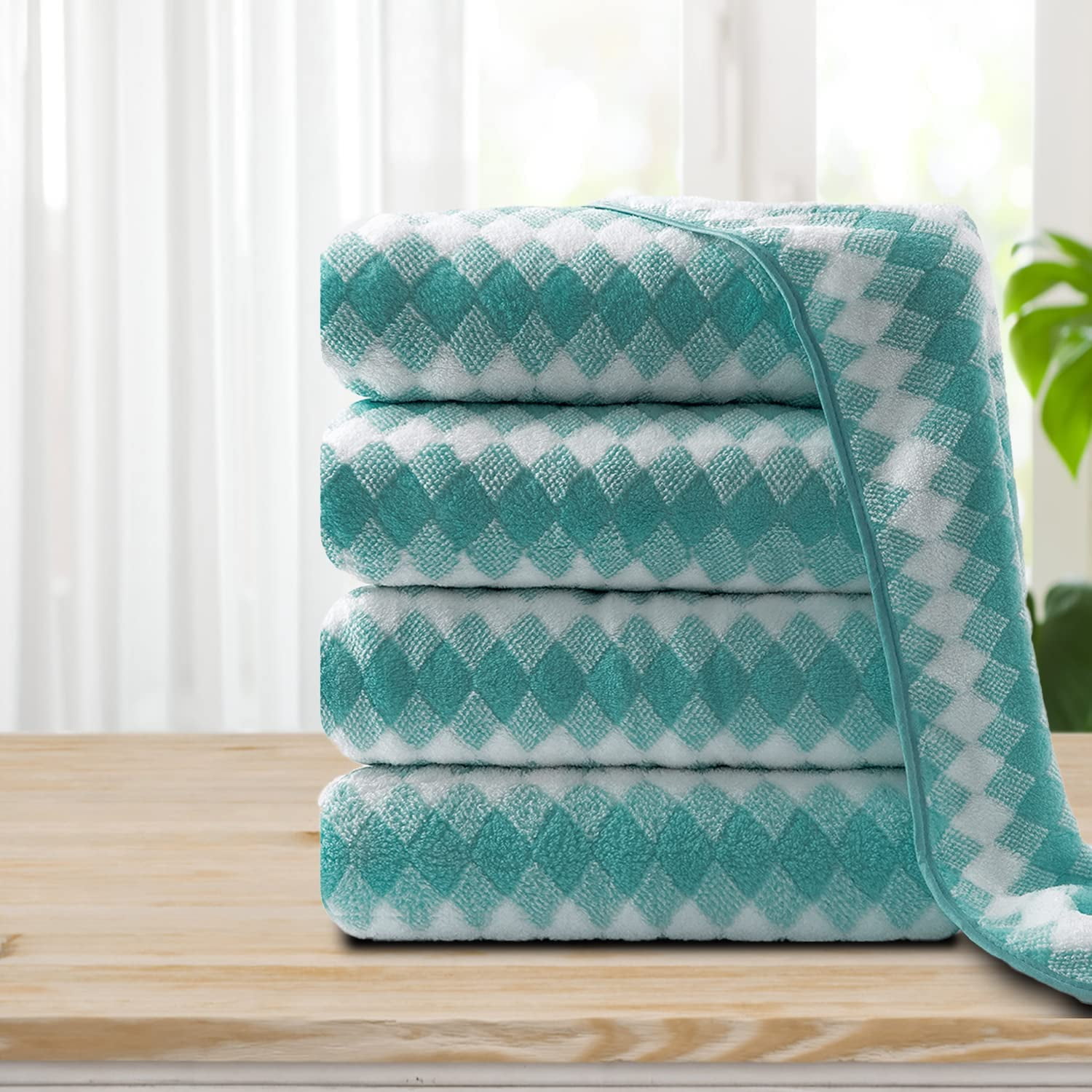 Green Essen 4 Pack 35x70 in Extra Large Soft & Absorbent Bath Towels ...