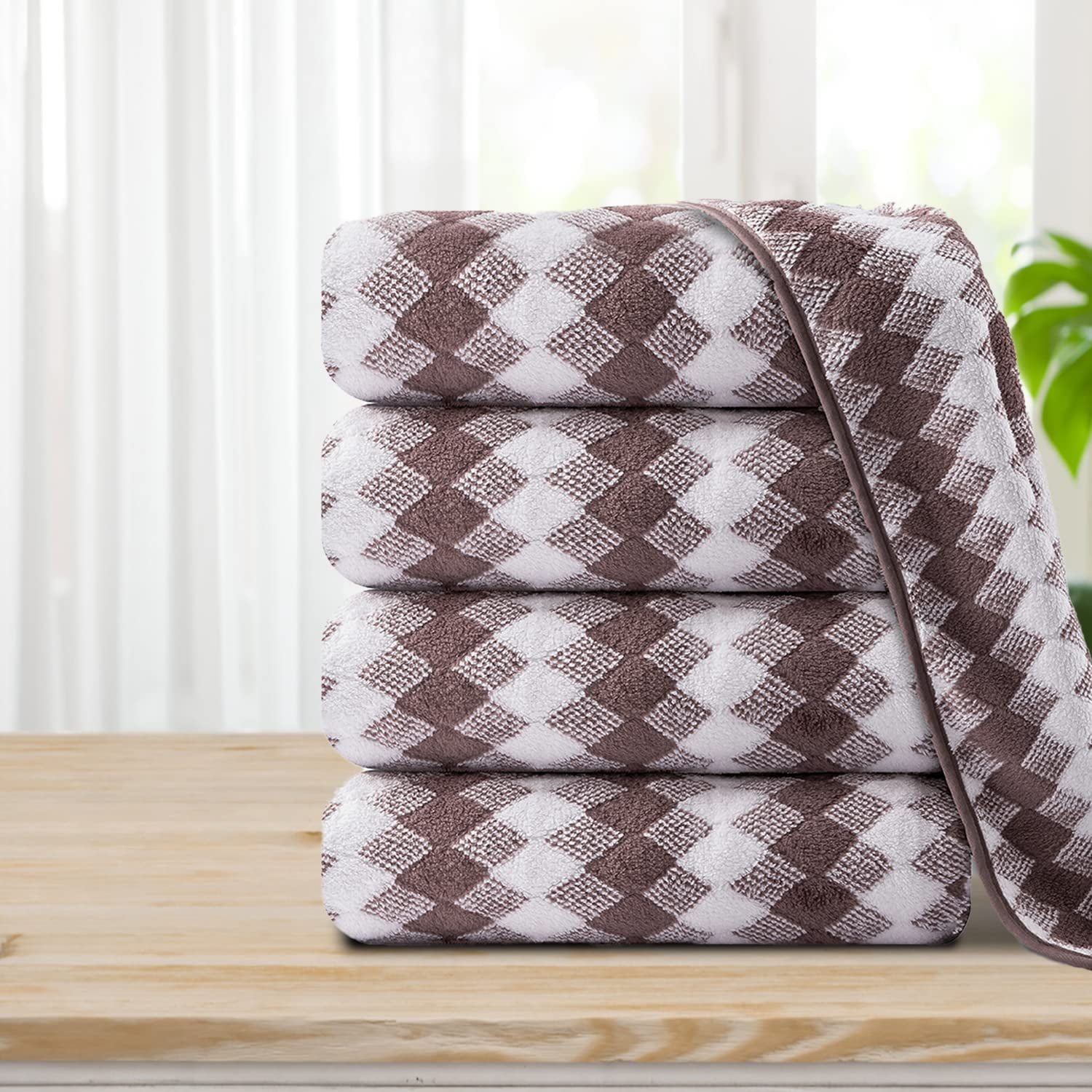 Green Essen 4 Pack Oversized Bath Towel 35 x 70 Inches Highly Absorbent ...