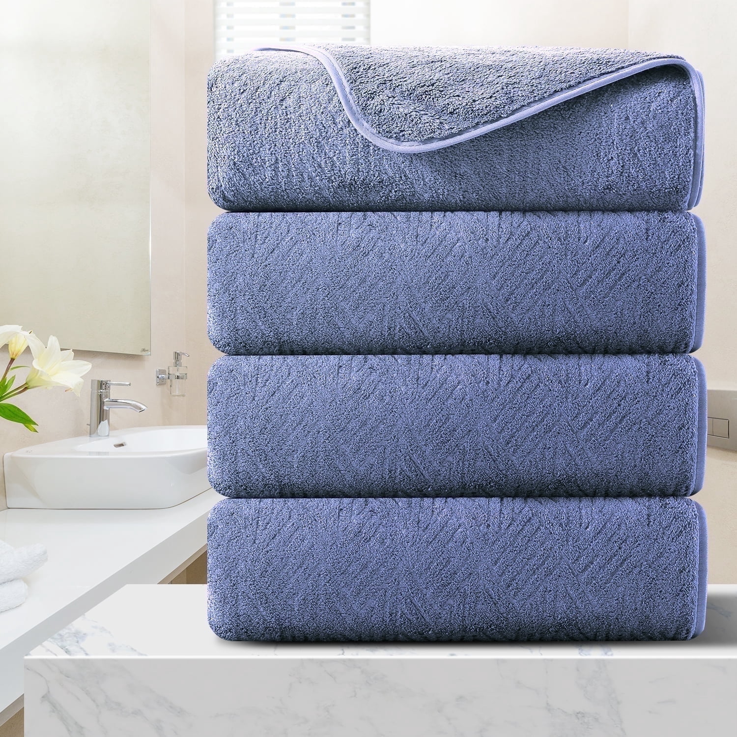 Green Essen 4 Pack Oversized Bath Towel Sets 35"x 70"Highly Absorbent ...