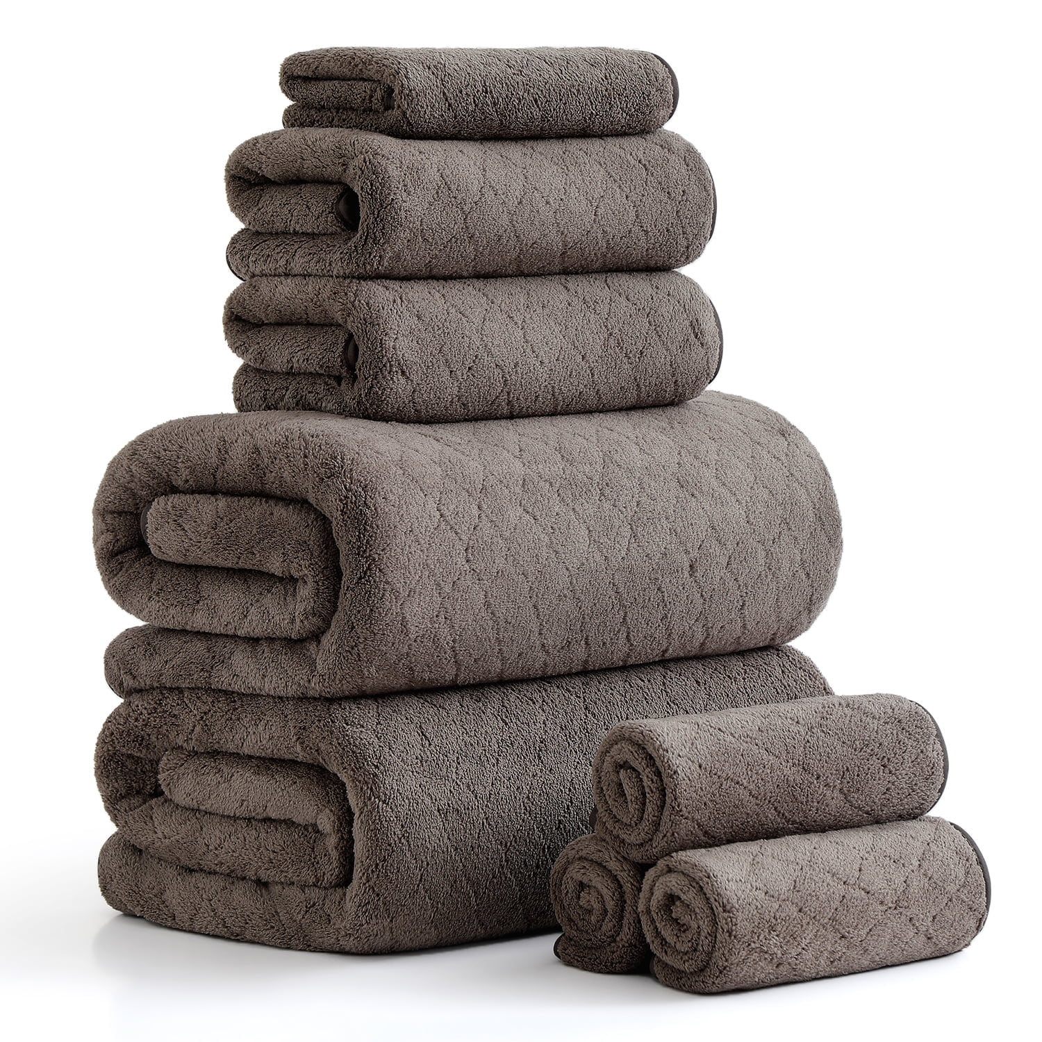 Green Essen 8 Piece Bath Towel Set Bath Sheet 600 GSM Oversized Thick ...