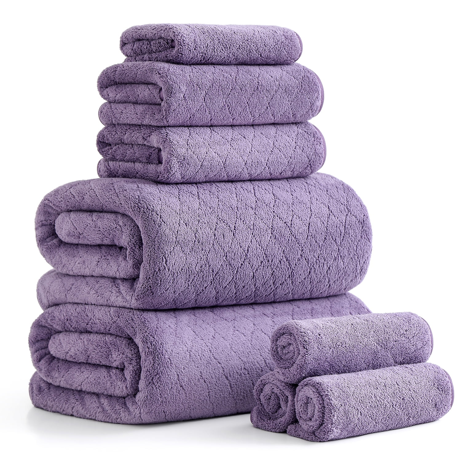 Green Essen Bath Towel Set 8 Piece Oversized 600 GSM Microfiber Soft ...