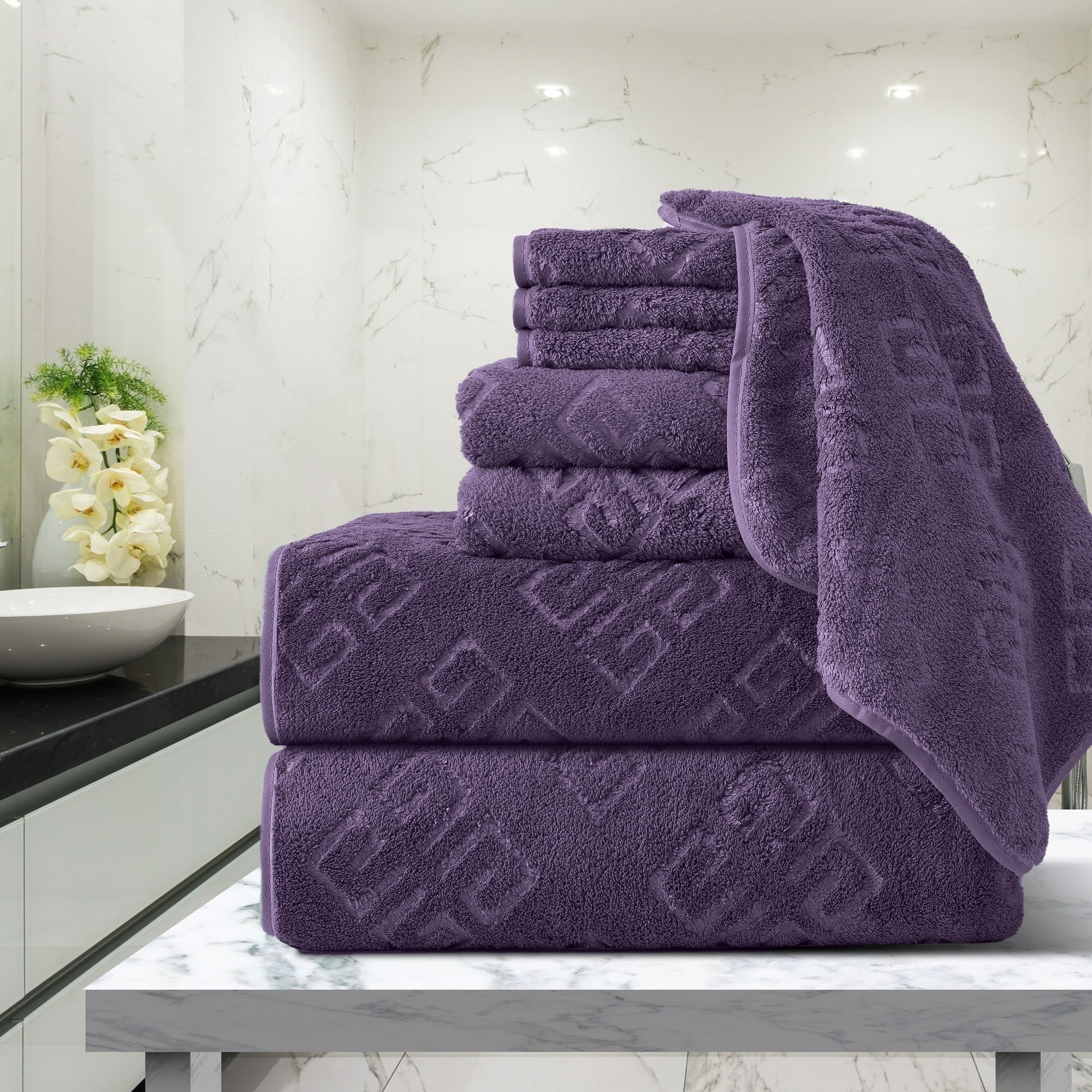 Green Essen 8 Pieces Oversized Bath Towel Sets Soft Extra Large Bath ...