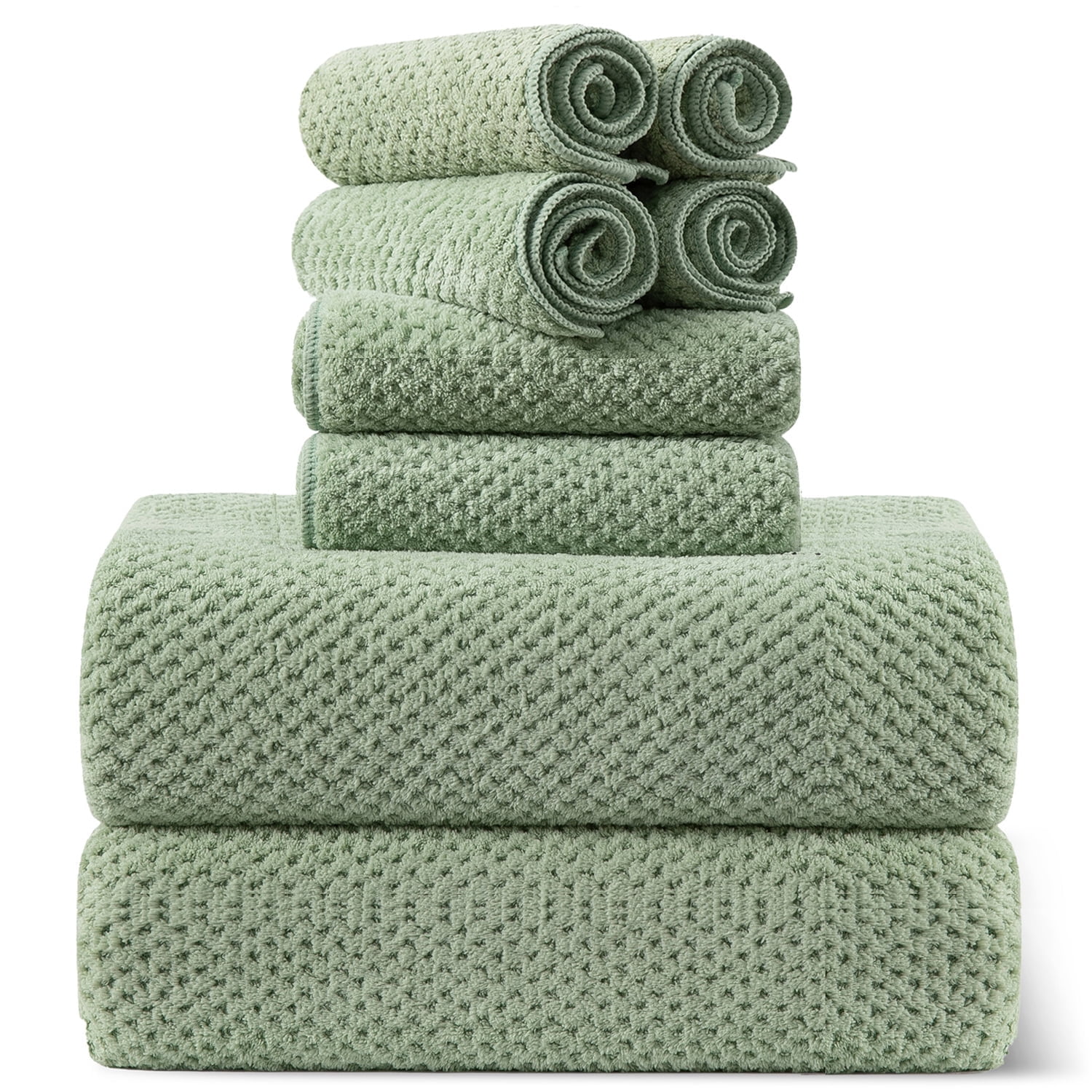 Green Essen Bath Towel Sets, Extra Large, Soft Microfiber, Quick Dry ...
