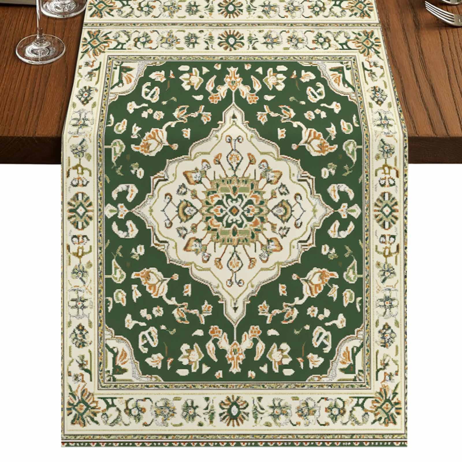 Green Ethnic Southwestern 120 Inch Table Runner, Antique Farmhouse Boho ...