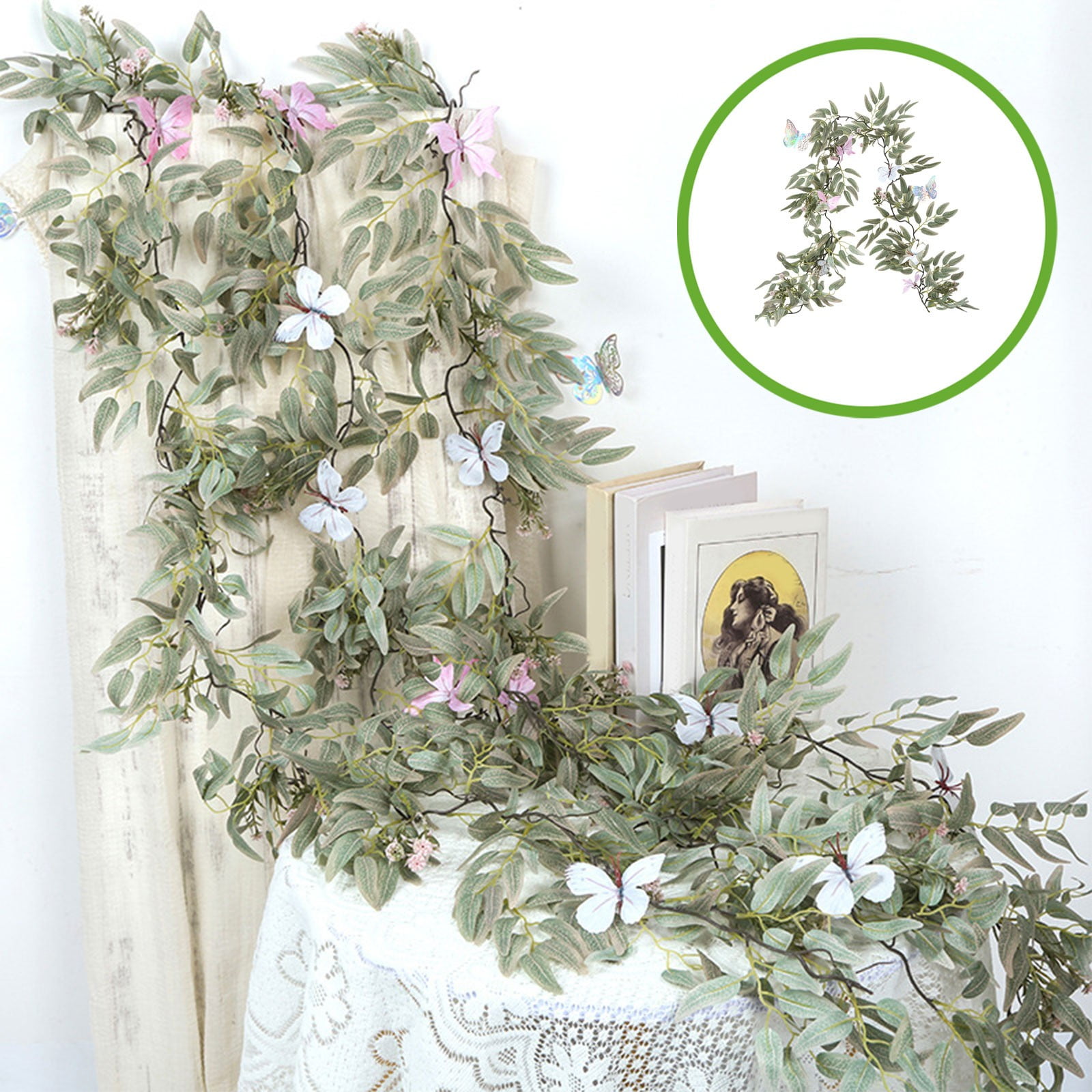Green Eucalypt Rattan Butterflies Vines Home Decoration Photography ...