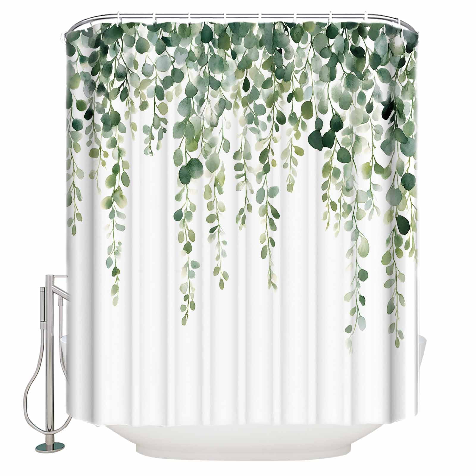 Green Eucalyptus Branches Shower Curtains for Bathroom Waterproof ...
