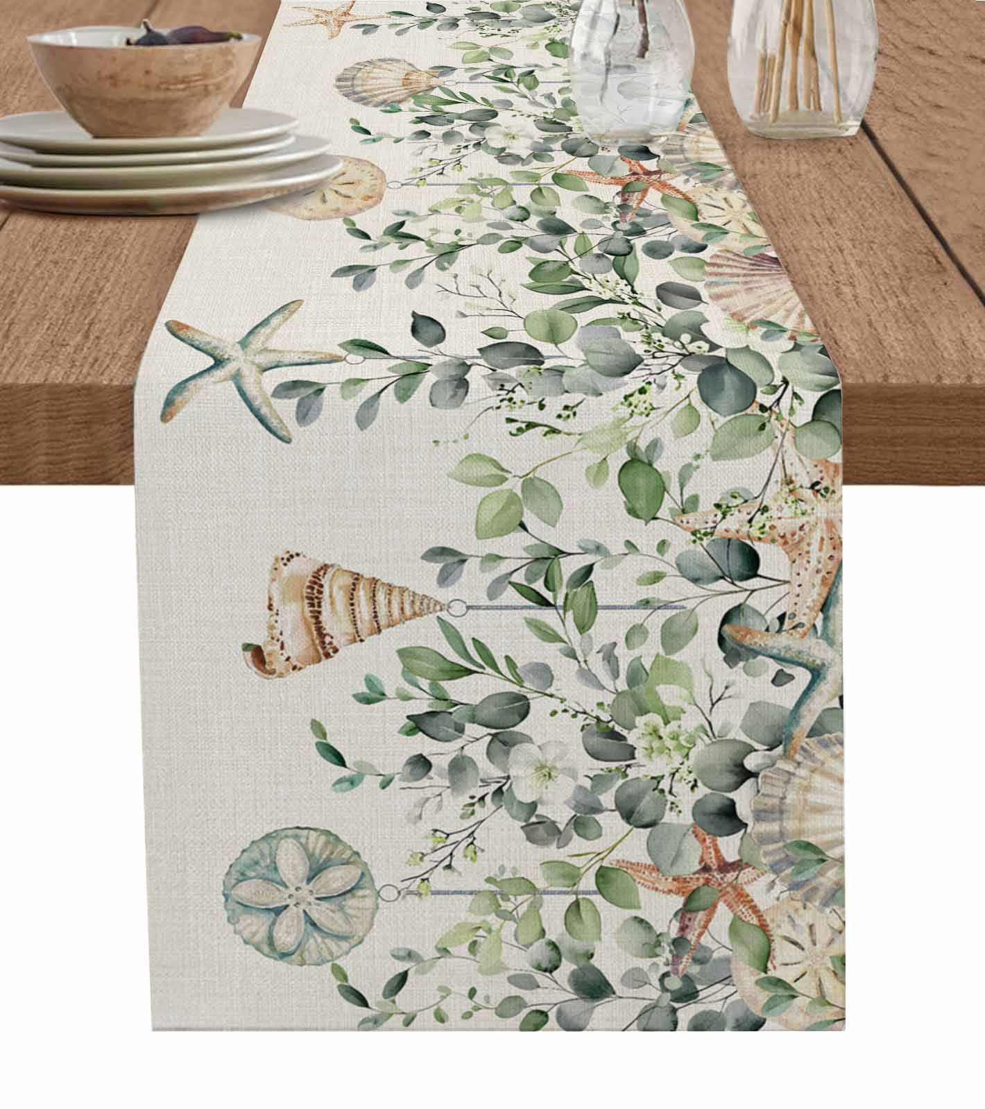 Green Eucalyptus Coastal Table Runner 90 Inches, Spring Summer ...