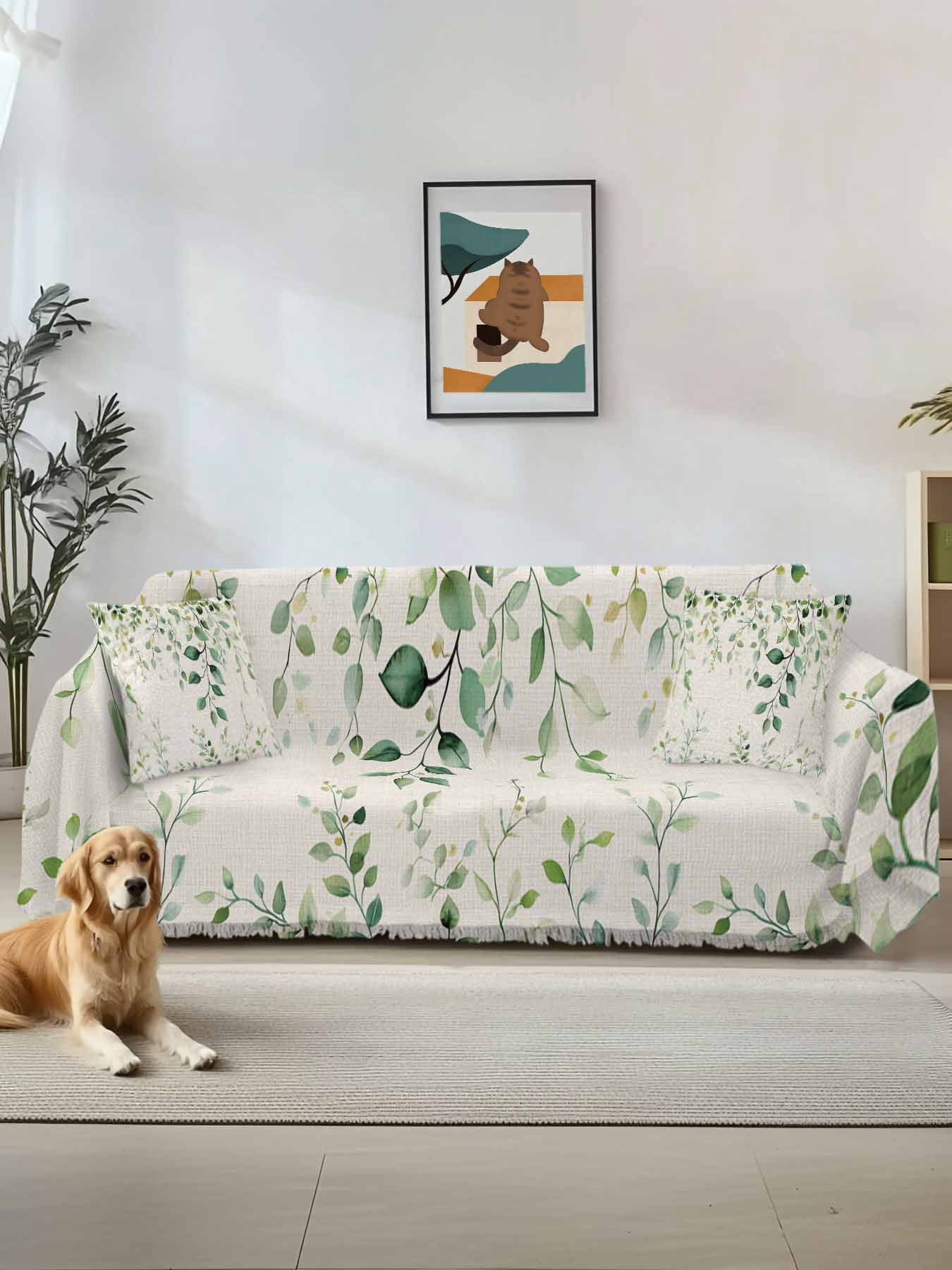 Green Eucalyptus Couch Cover Sofa Covers 3 Cushion Sectional Couch ...