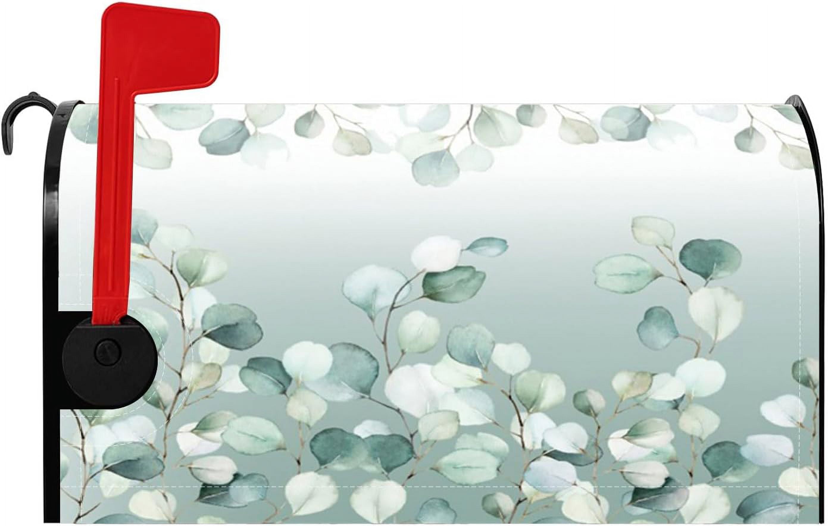 Green Eucalyptus Leaf Mailbox Cover Tree Floral Leaves Magnetic Mailbox ...