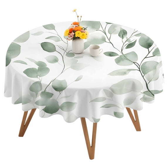 Green Eucalyptus Leaf Round Tablecloth 60 inches Watercolor Farm Plant ...