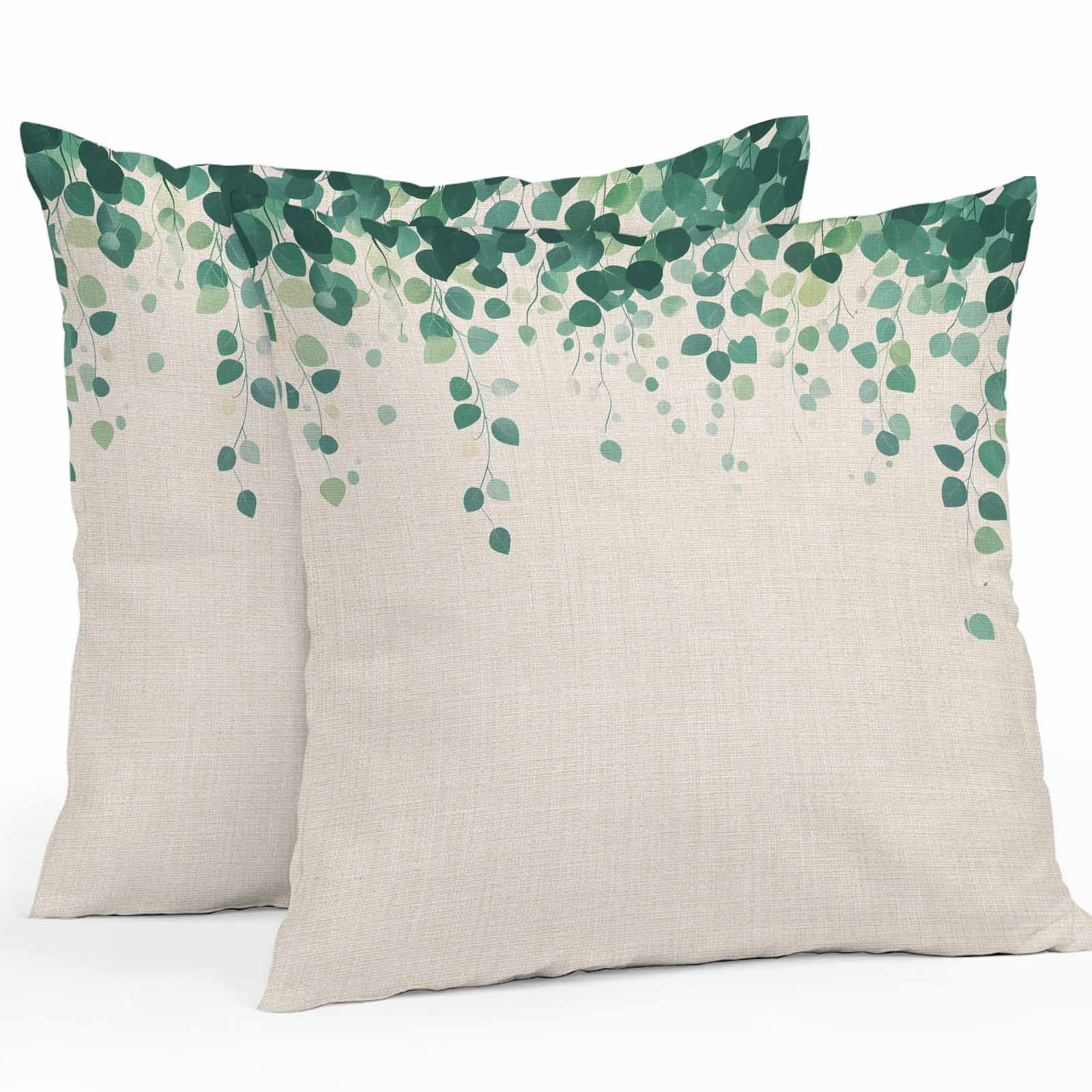 Green Eucalyptus Leaf Waterproof Outdoor Throw Pillow Covers 20''x20 ...