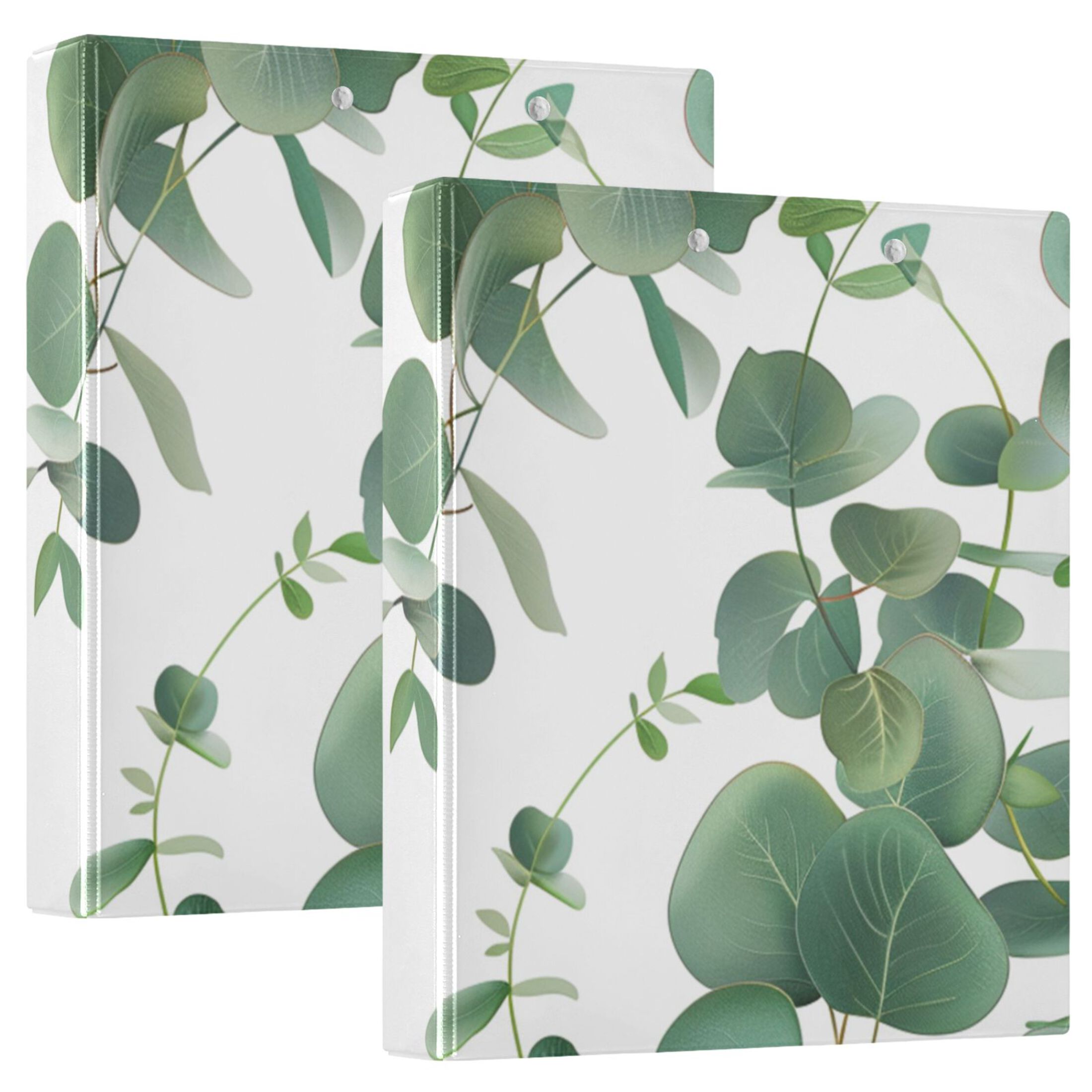 Green Eucalyptus Leaves Hand Painted Round Ring Binder 3 Rings 1.5 ...