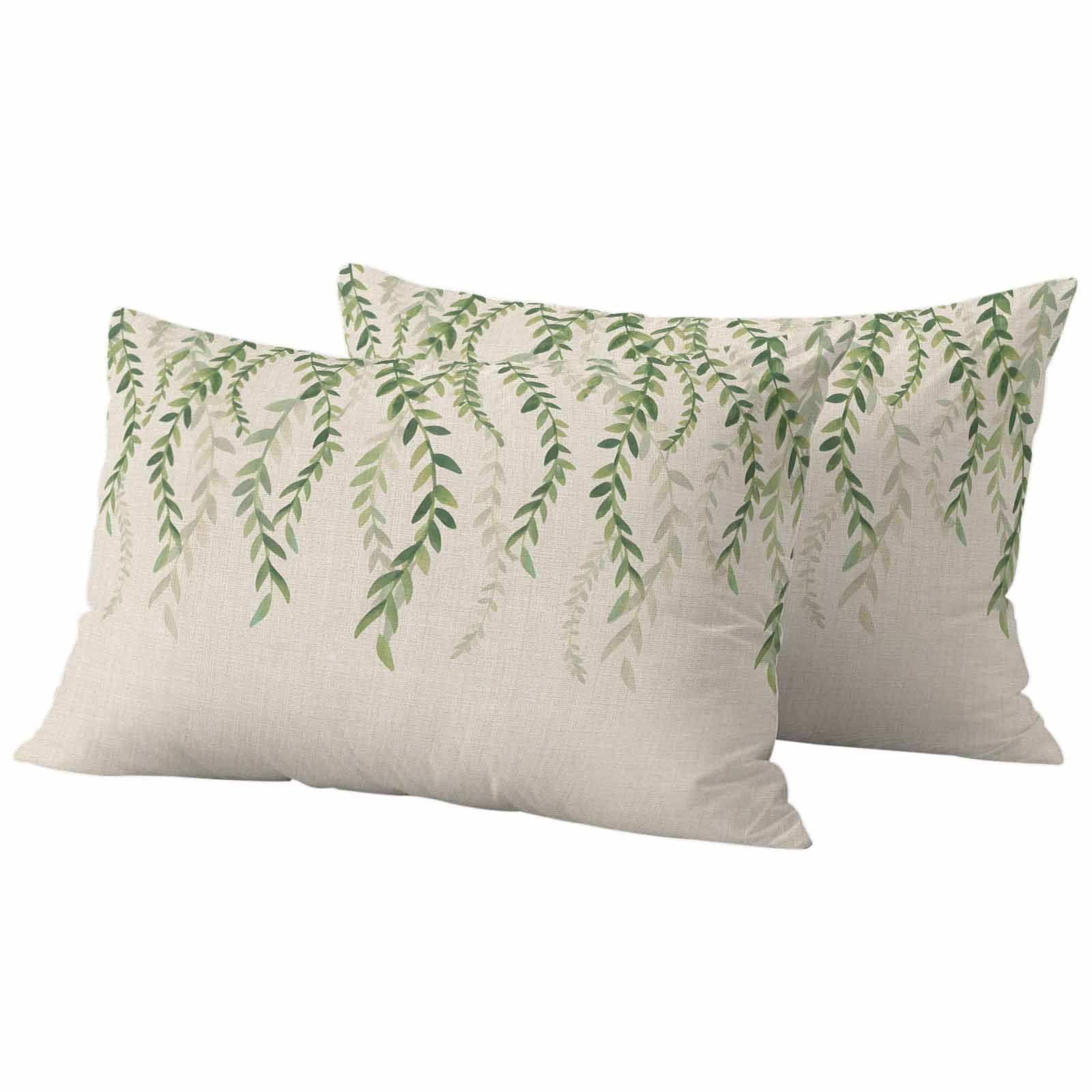 Green Eucalyptus Leaves Outdoor Waterproof Pillow Covers, Rustic Weep ...