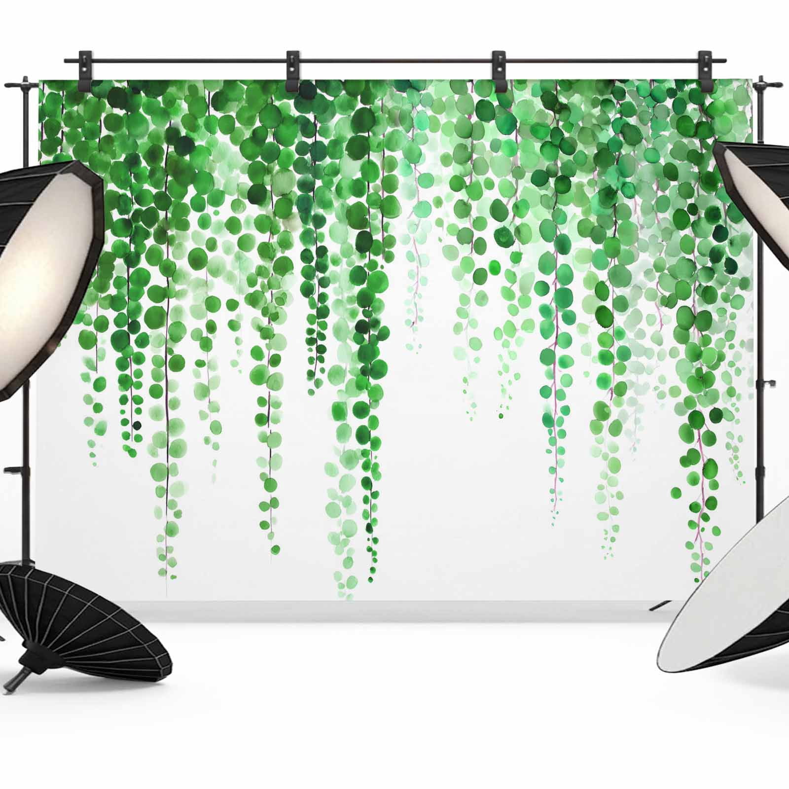 Green Eucalyptus Leaves Photography Backdrop 8x6FT, Summer Watercolor ...
