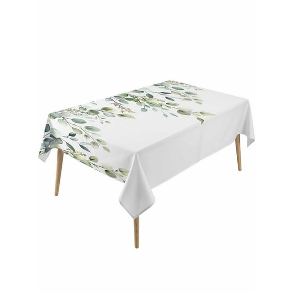 Green Eucalyptus Leaves Table Cloth, Summer Watercolor Botanical ...