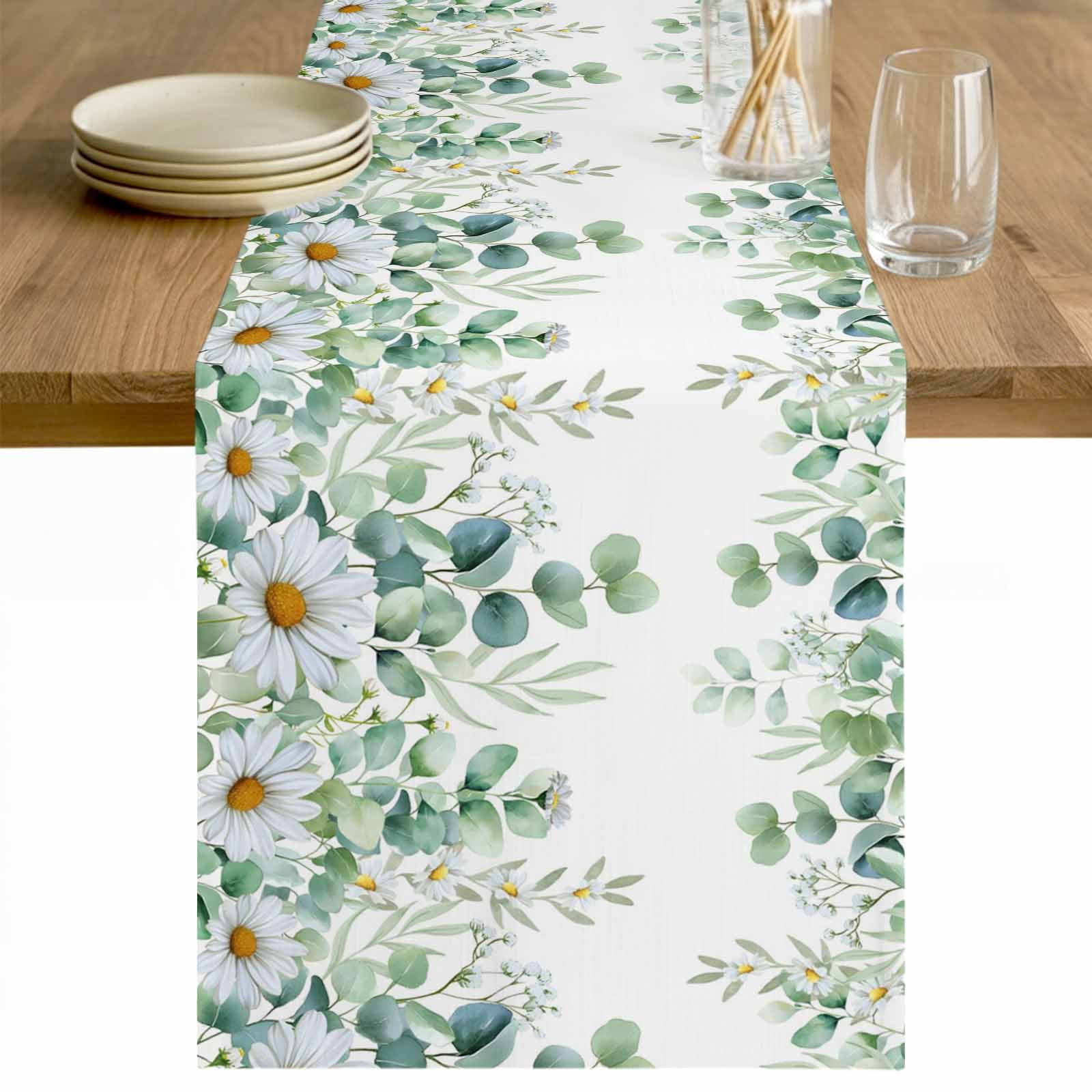 Green Eucalyptus Leaves Table Runner 120 Inches Long Farmhouse Dress ...