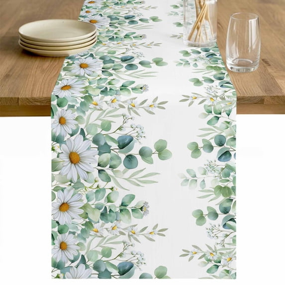 Green Eucalyptus Leaves Table Runner 120 Inches Long Farmhouse Dress ...