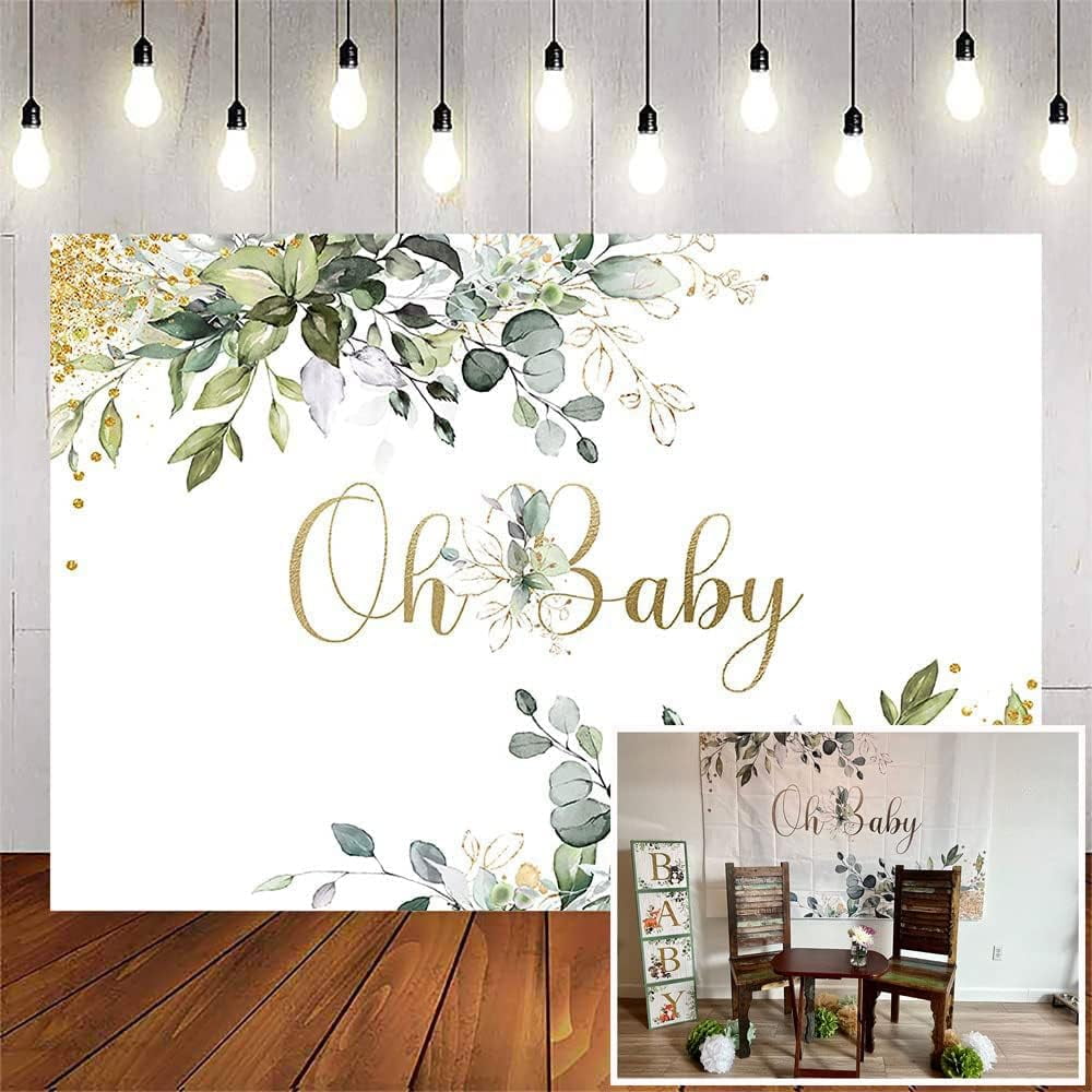 Green Eucalyptus Oh Baby Backdrop Greenery Oh Baby Shower Party ...