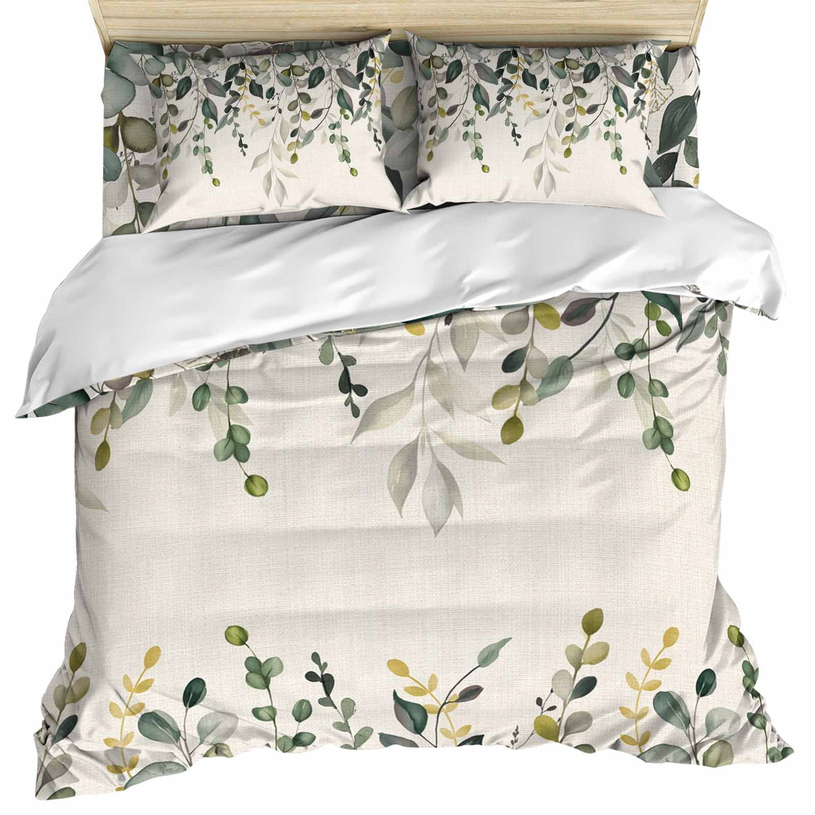 Green Eucalyptus Set of 4 Bedding Quilt Covers, Farmhouse Weeping ...