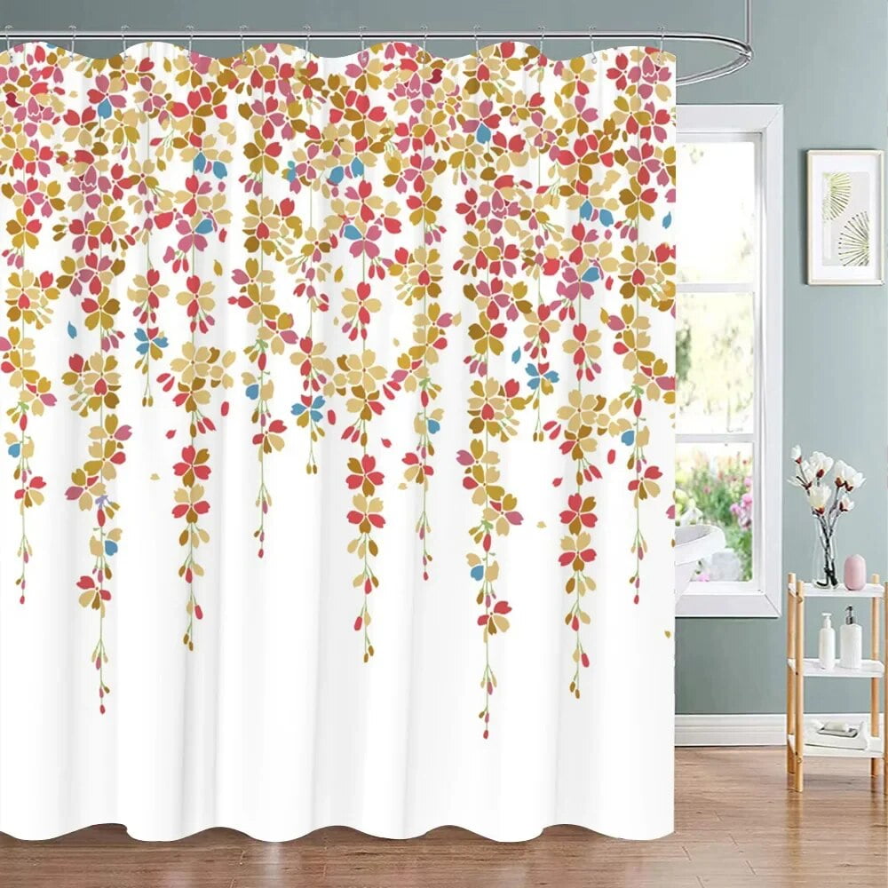 Green Eucalyptus Shower Curtain Watercolor Teal Plant Leaf Bathroom