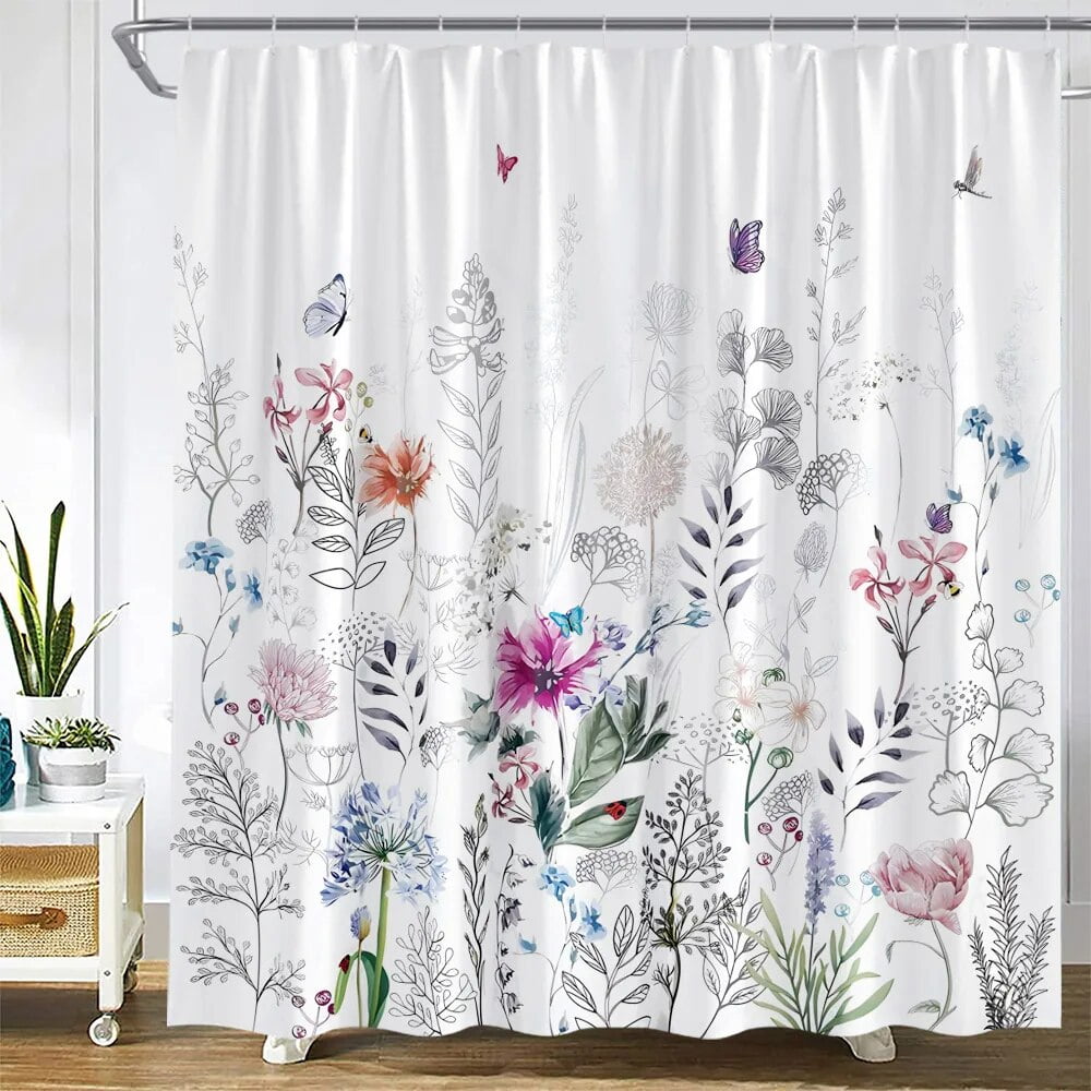 Green Eucalyptus Shower Curtains Watercolor Leaves on The Top Plant ...