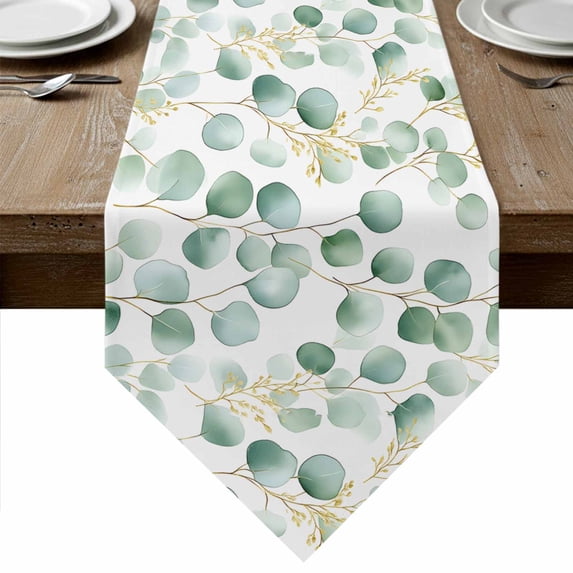 Green Eucalyptus Table Runner Linen Burlap Table Runner 60 Inches Long ...