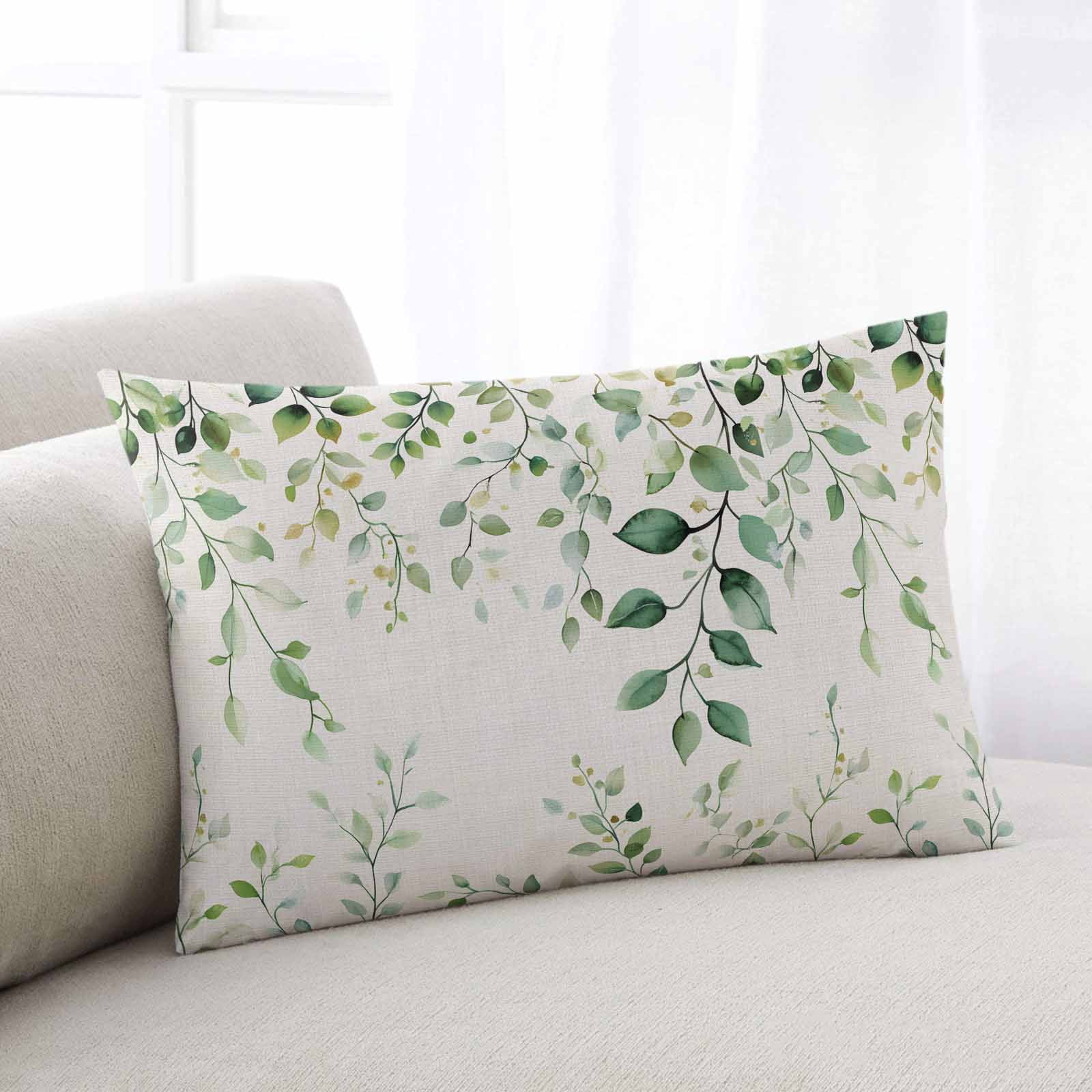 Green Eucalyptus Throw Pillow Cover, Pillowcase Protectors with Zipper ...