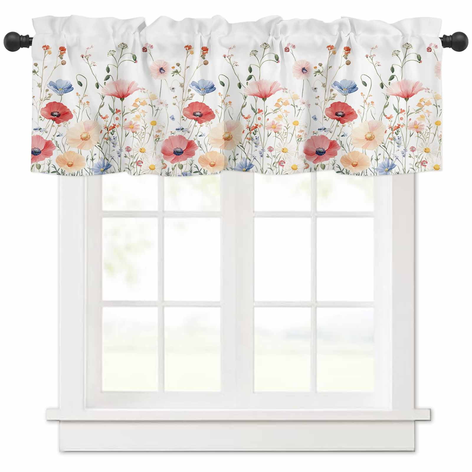 Green Eucalyptus Valances for Windows Farmhouse Kitchen Curtains ...
