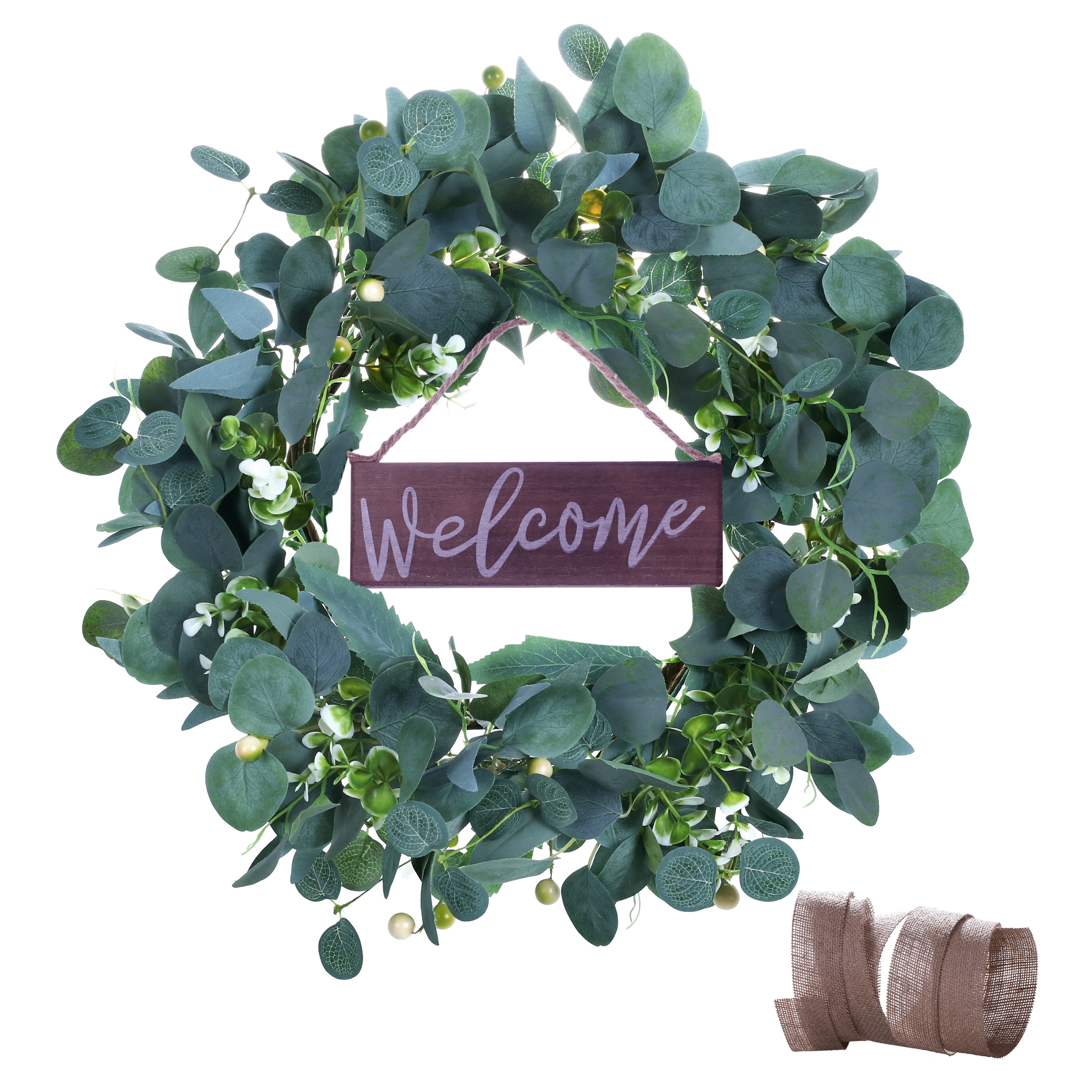 Green Eucalyptus Wreath,Artificial Eucalyptus Leaves Wreath with Big ...