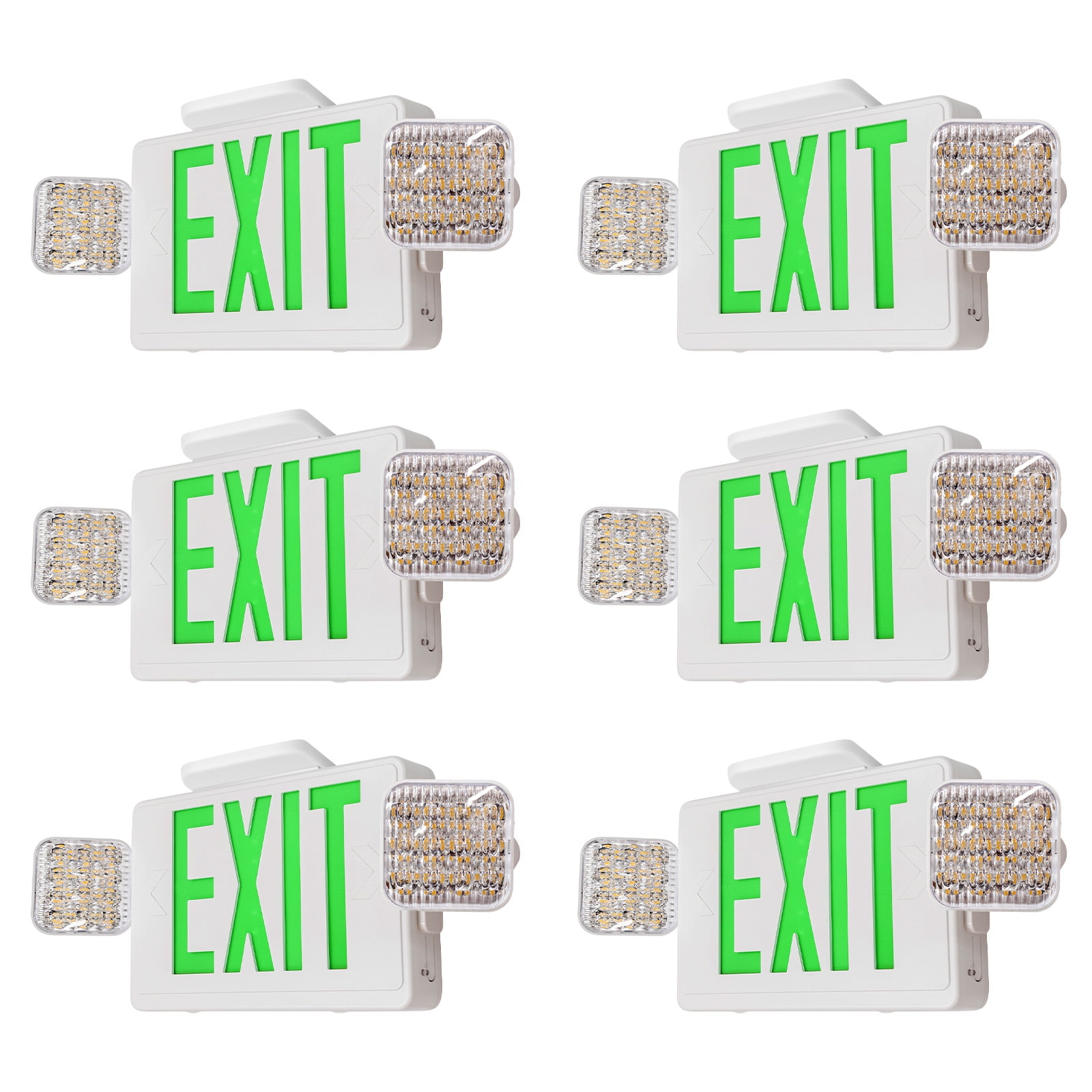 MW Lighting Green Exit Sign with Adjustable LED Emergency Lights and ...