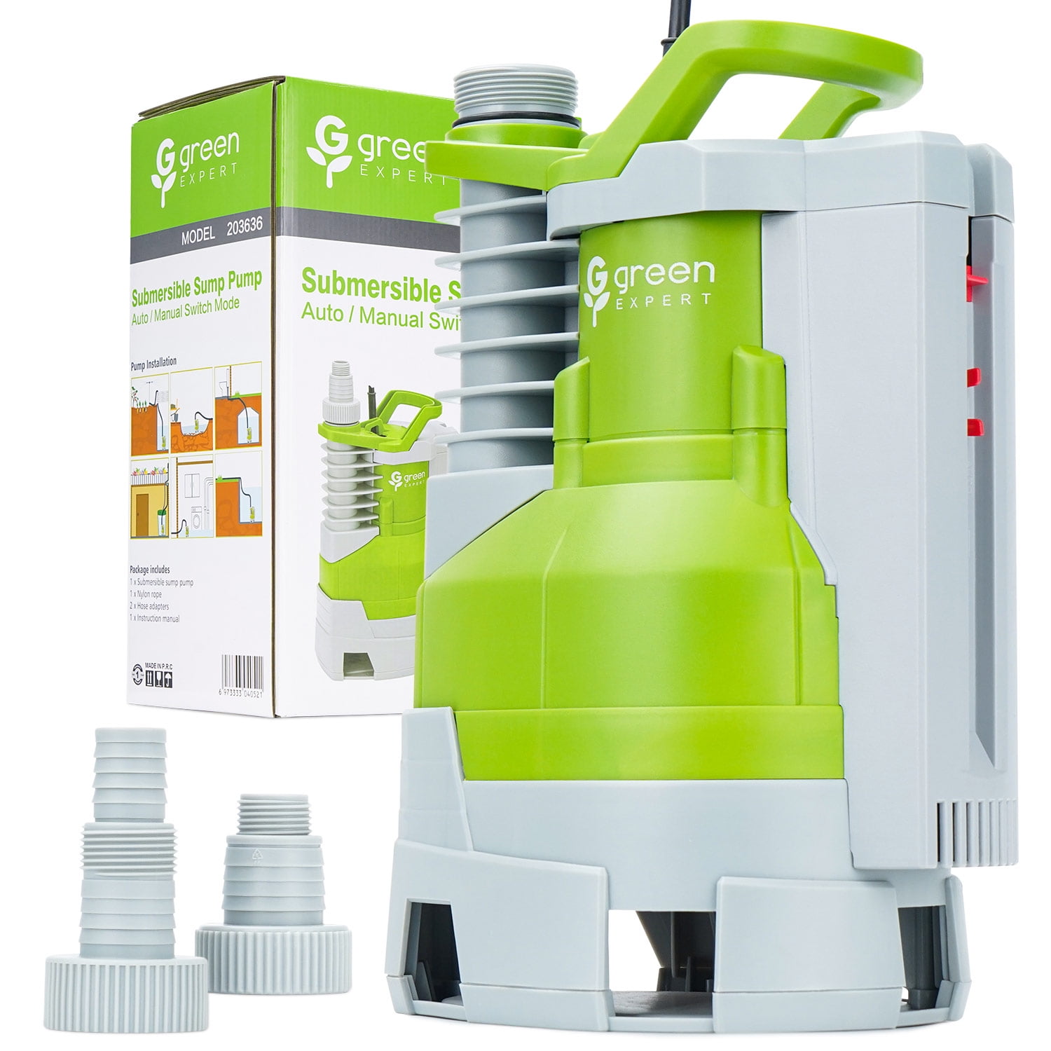 Green Expert 1HP Sump Pump 4000GPH High Flow Stable Built-in Float ...