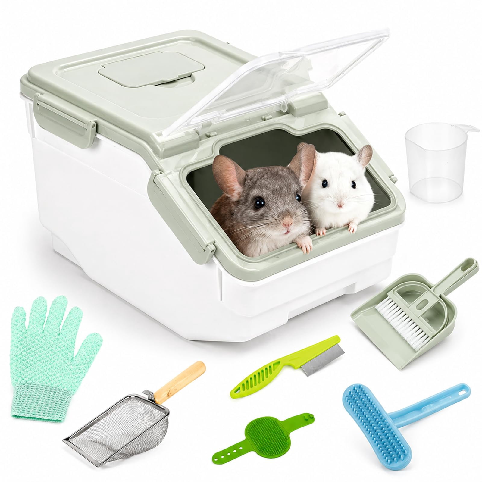 Green Extra Large Plastic Small Animal Sand Bath Container Kit ...