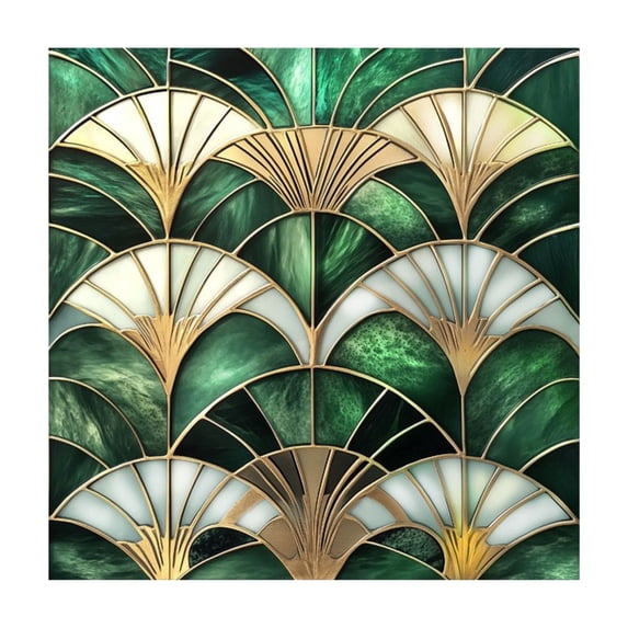 Green Fan Shaped Art Glass Window Film for Privacy and – Static Cling ...