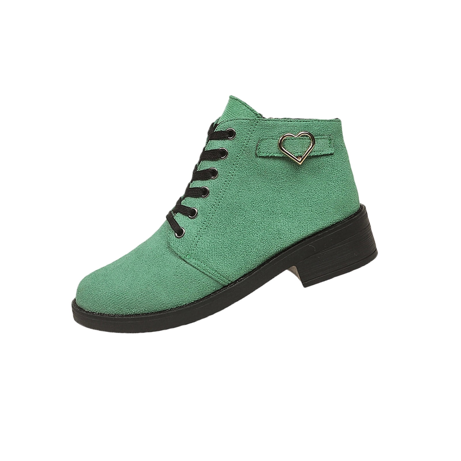 Green Female Short Boots With Block Heel Durable Construction Versatile ...
