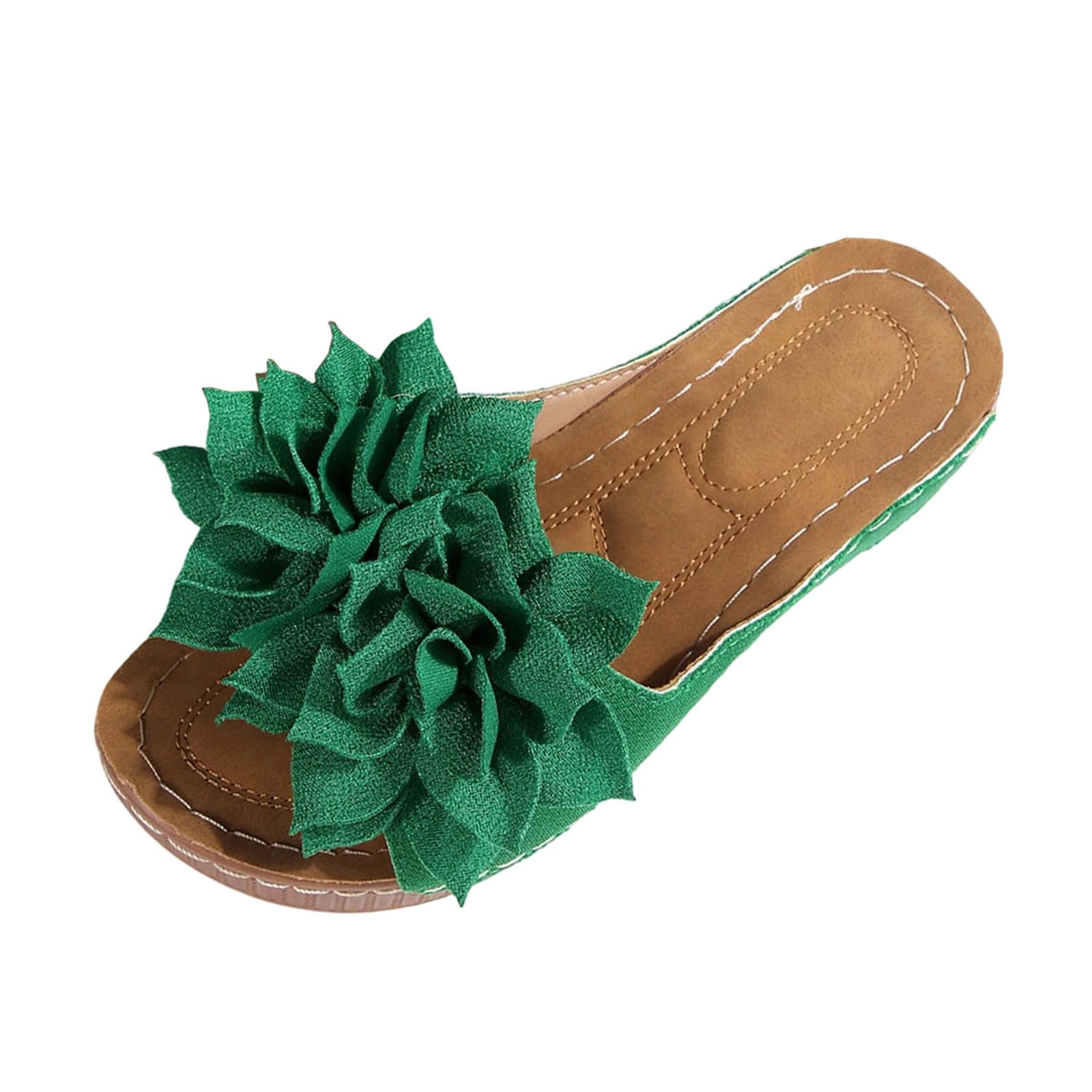 Green Female Thick Sole Slippers Fish Mouth Wedge Heel Summer Casual ...