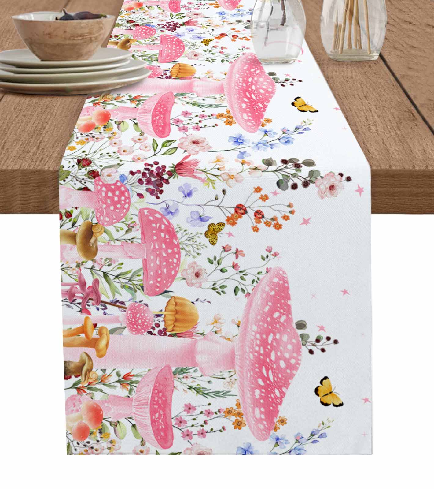 Green Fern Plant Seven Starred Ladybird Table Runner ration Home r ...