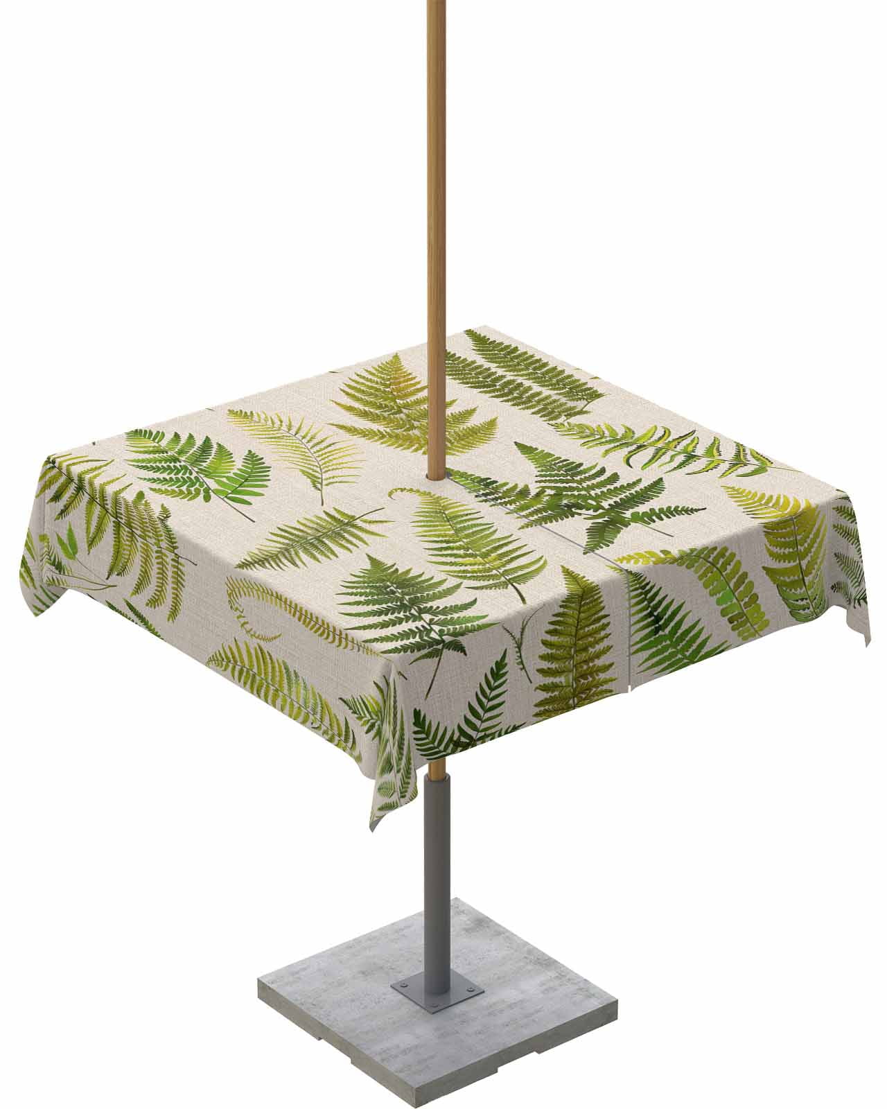 Green Fern Summer Botanical Leaves Square Tablecloth with Zipper ...