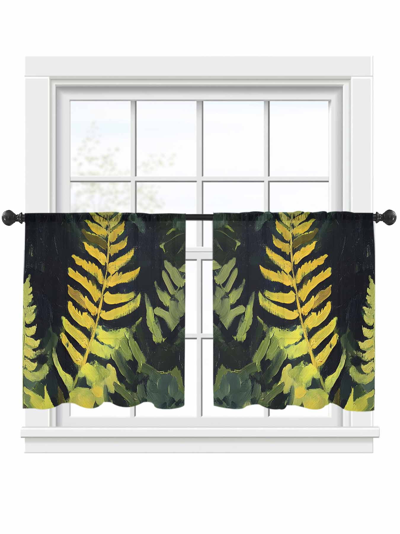 Green Ferns Sheer Curtains 2 Panels Set Spring Retro Leaf Plant ...