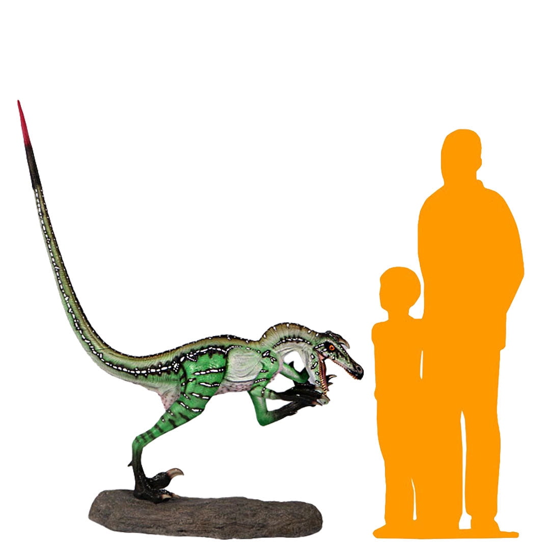 Green Ferocious Velociraptor Dinosaur Life Size Statue - Walmart.com