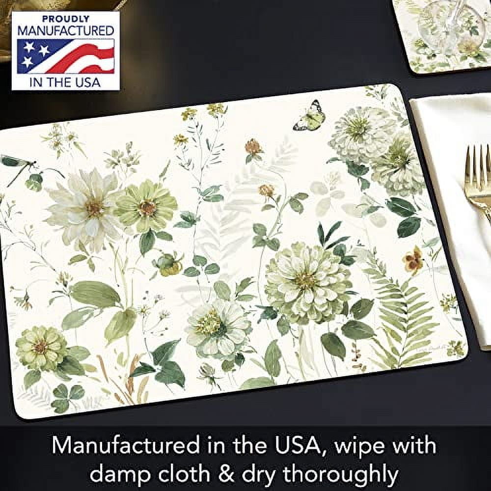 Green Fields Premium Decorative Hardboard Cork Back Tabletop Placemats ...
