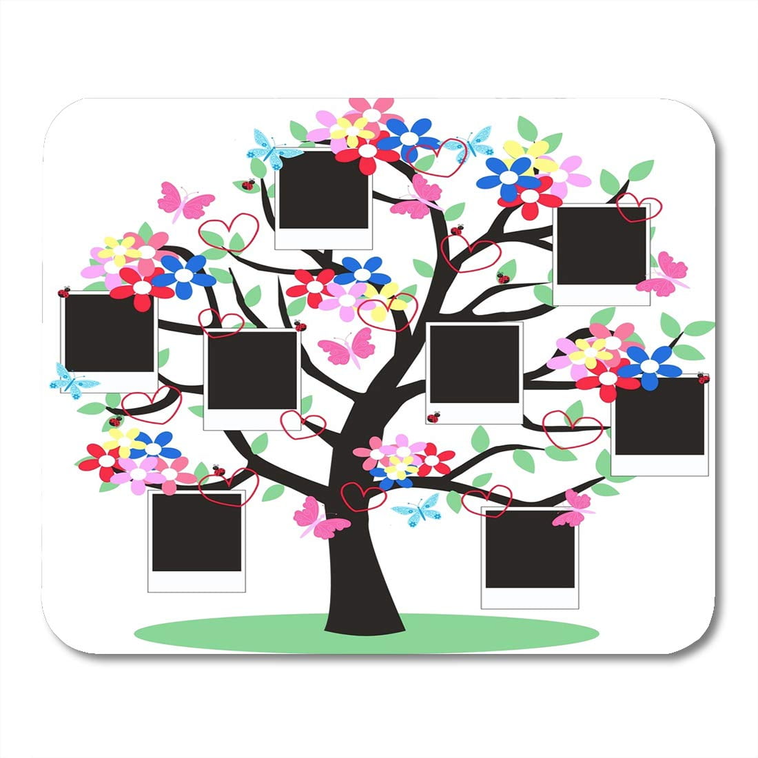 Green File Blue Family Tree Full of Frames Black Digital Pink Flower ...