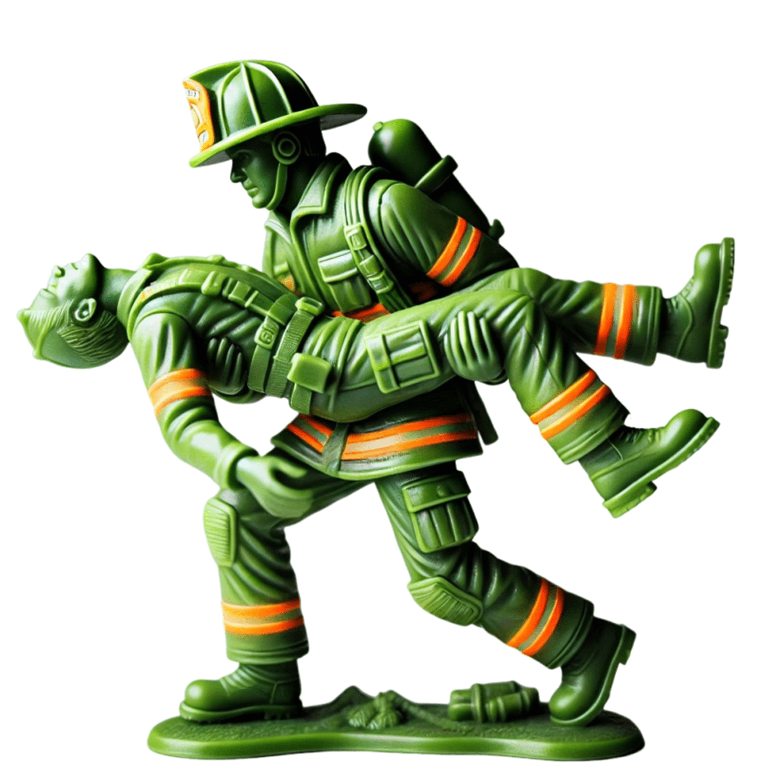 Green Fireman Soldier Resin Ornament - Decorative Craft Figurine for ...