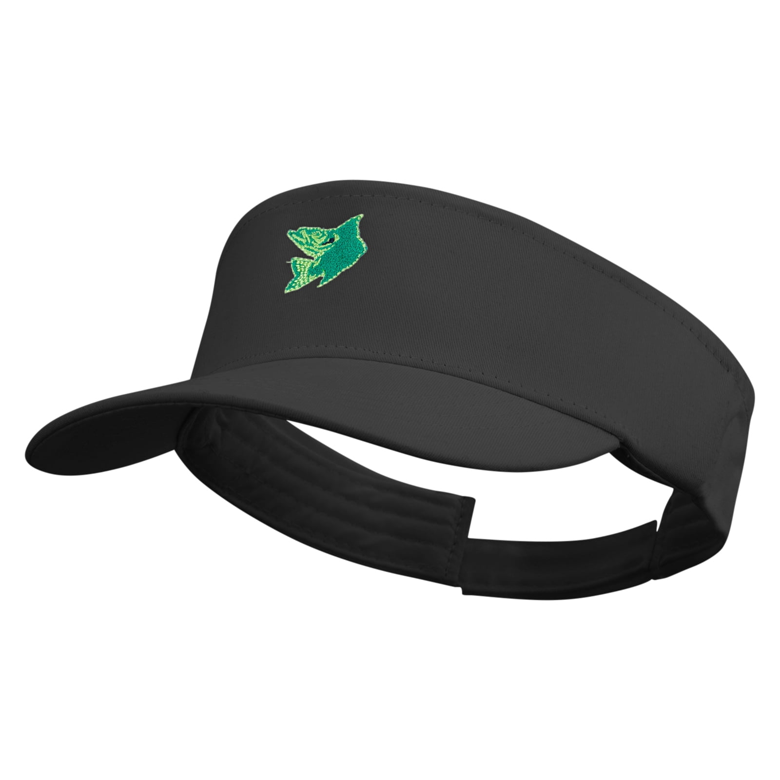 Green Fish Logo Embroidered Brushed Cotton Sun Visor - Black OSFM ...