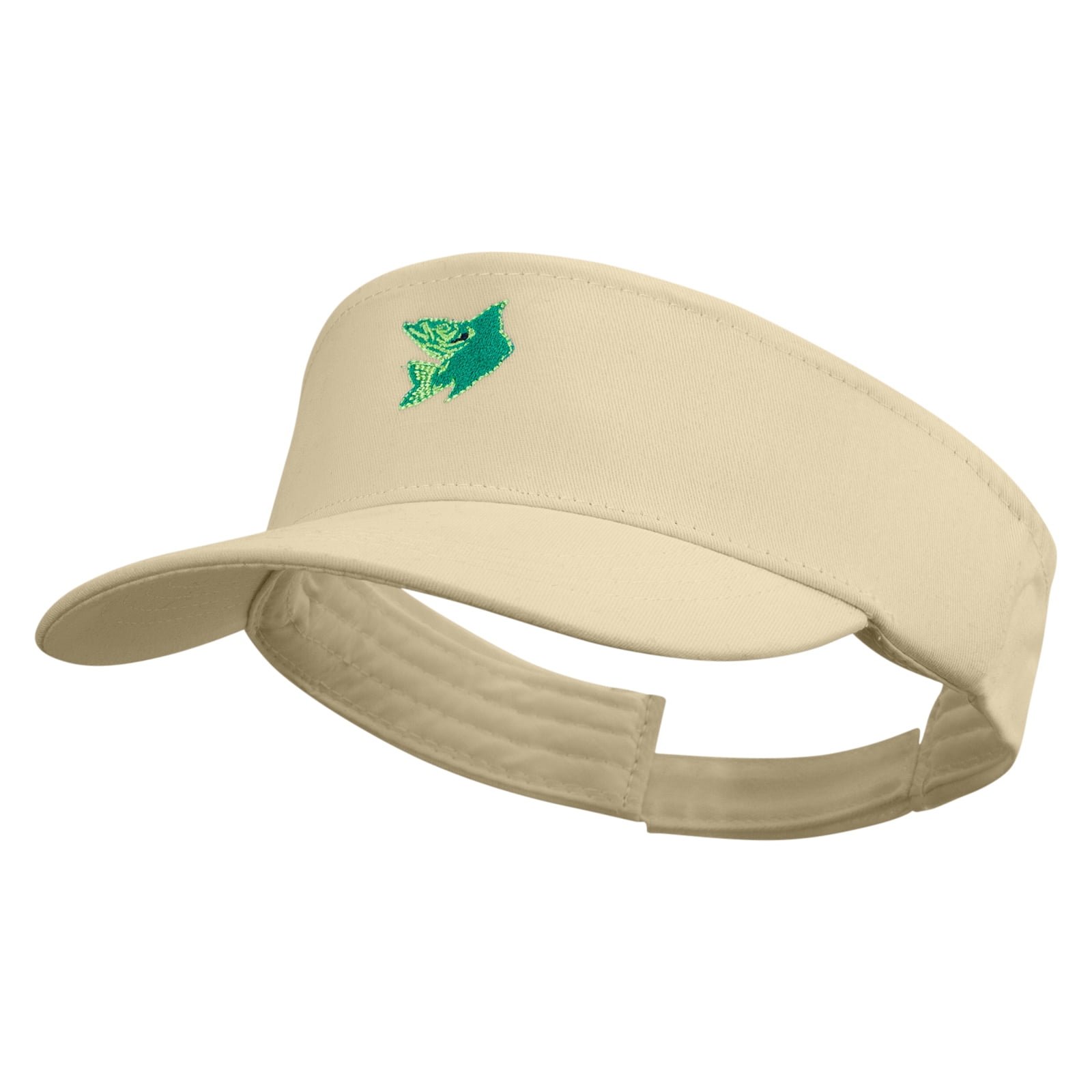 Green Fish Logo Embroidered Brushed Cotton Sun Visor - Khaki OSFM ...