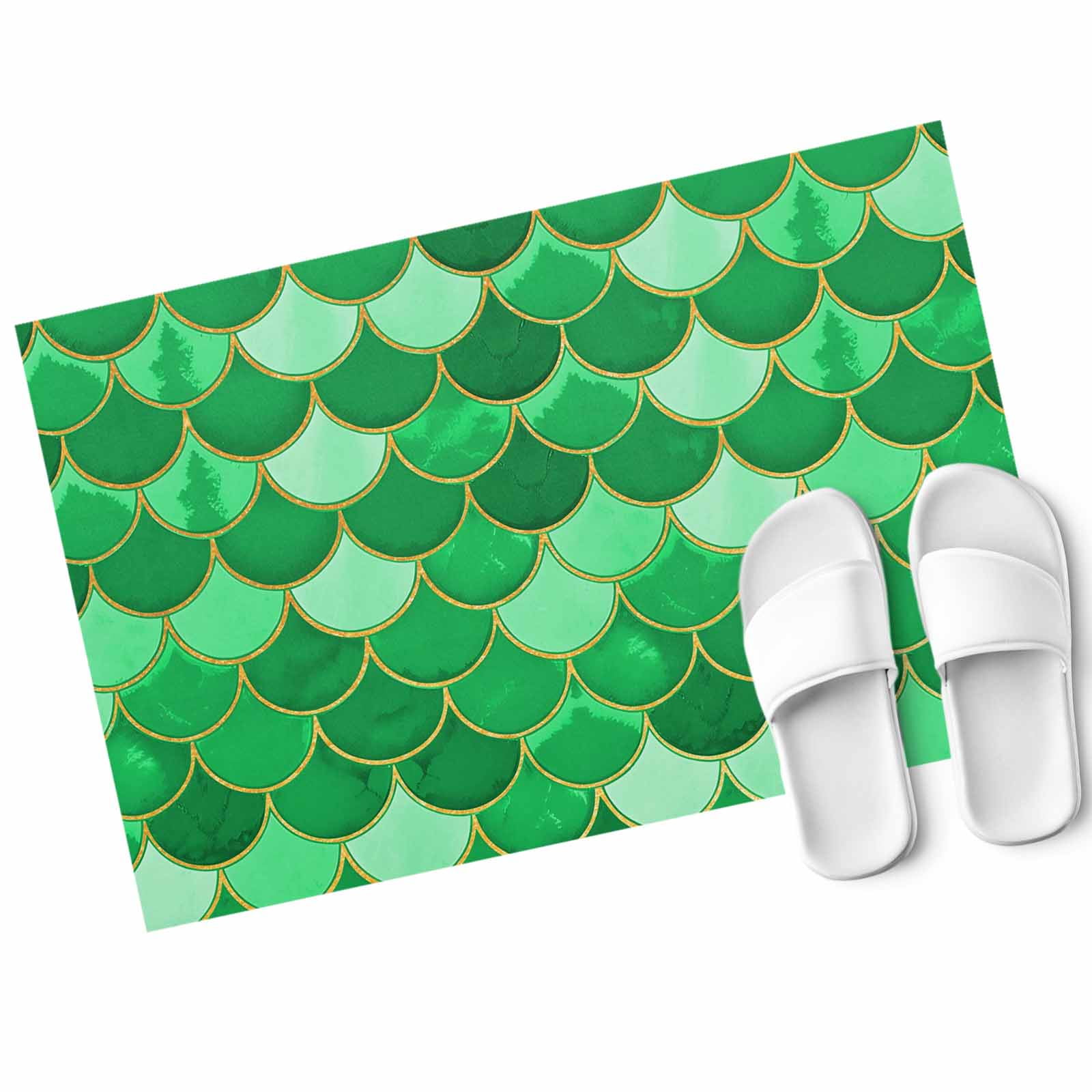 Green Fish Scales Door Mat Ombre Fish Tail Abstract Art Vintage Non ...