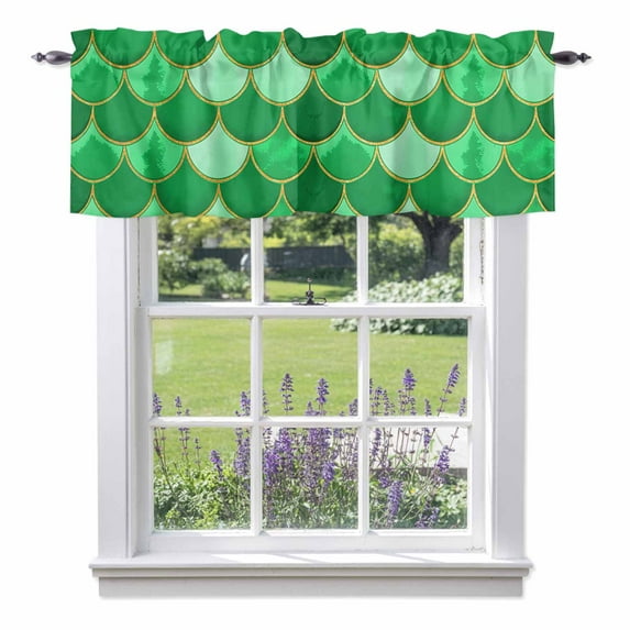 Green Fish Scales Valances for Windows, Ombre Fish Tail Abstract Art ...